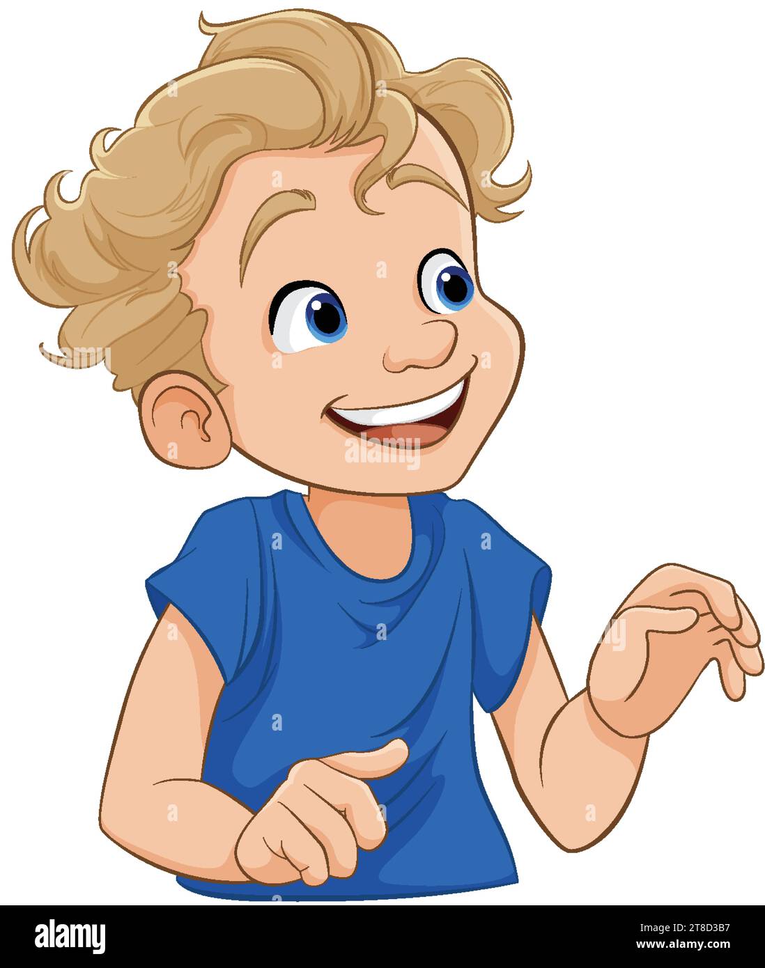 A cheerful half-body cartoon illustration of a young boy Stock Vector ...