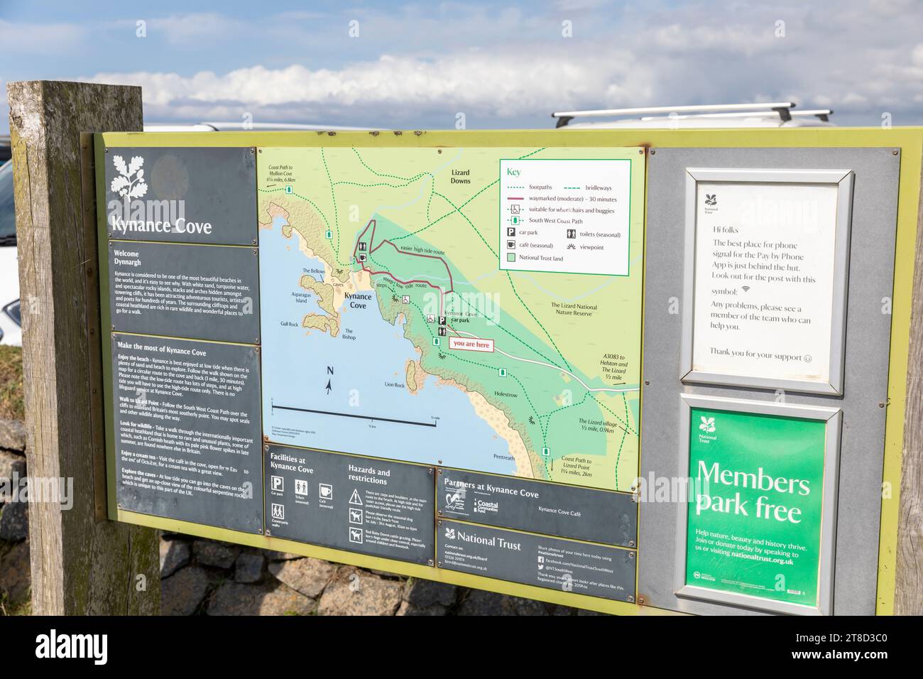 Kynance Cove Cornwall, information board and map sign, at this Cornish ...