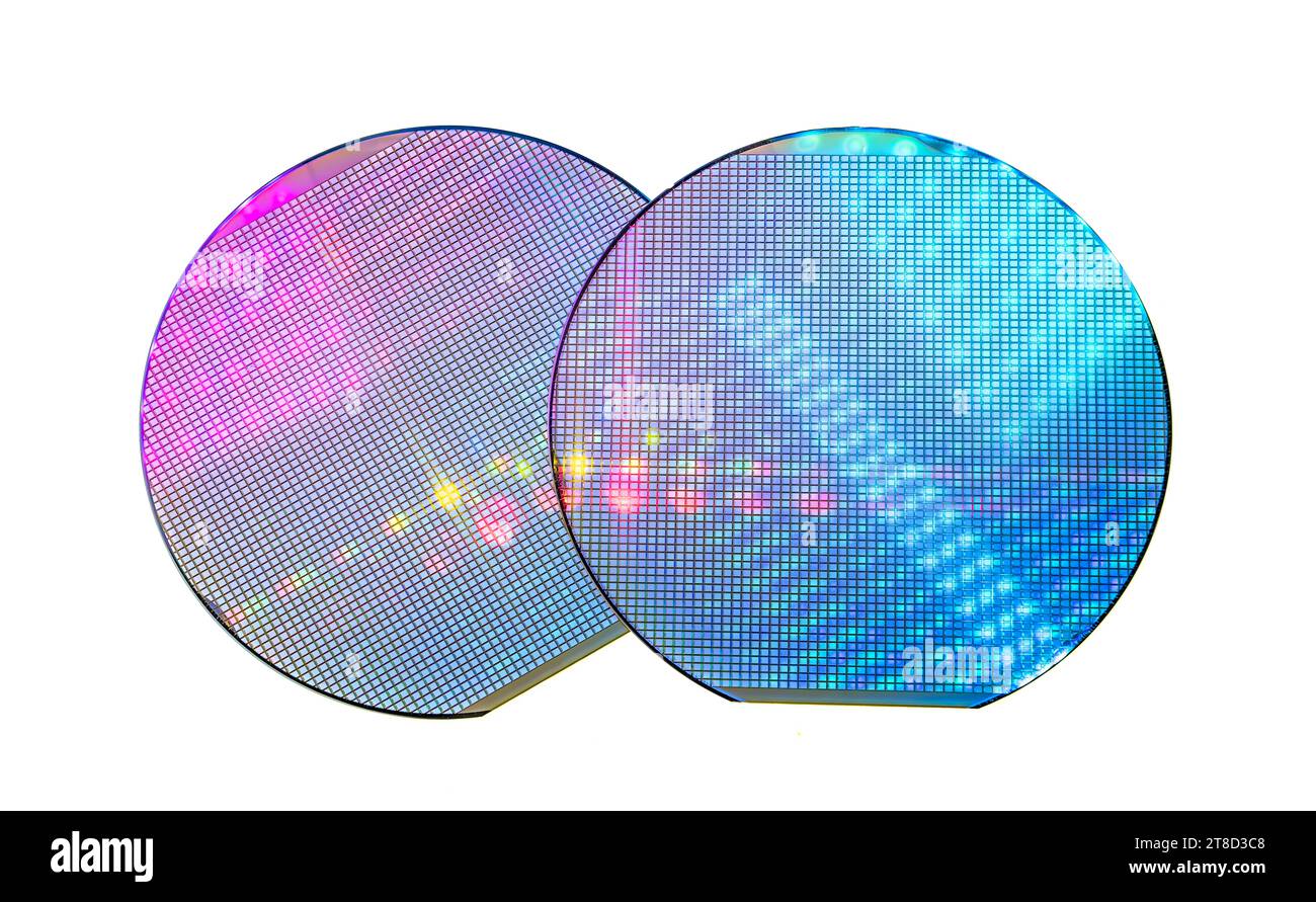 Semiconductor wafer disk made of silicon isolated on white Stock Photo ...