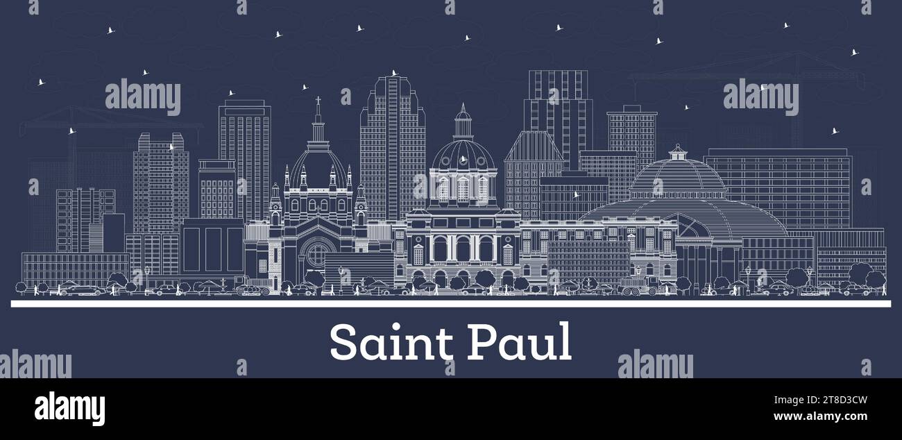 Outline Saint Paul Minnesota city skyline with white buildings. Vector ...