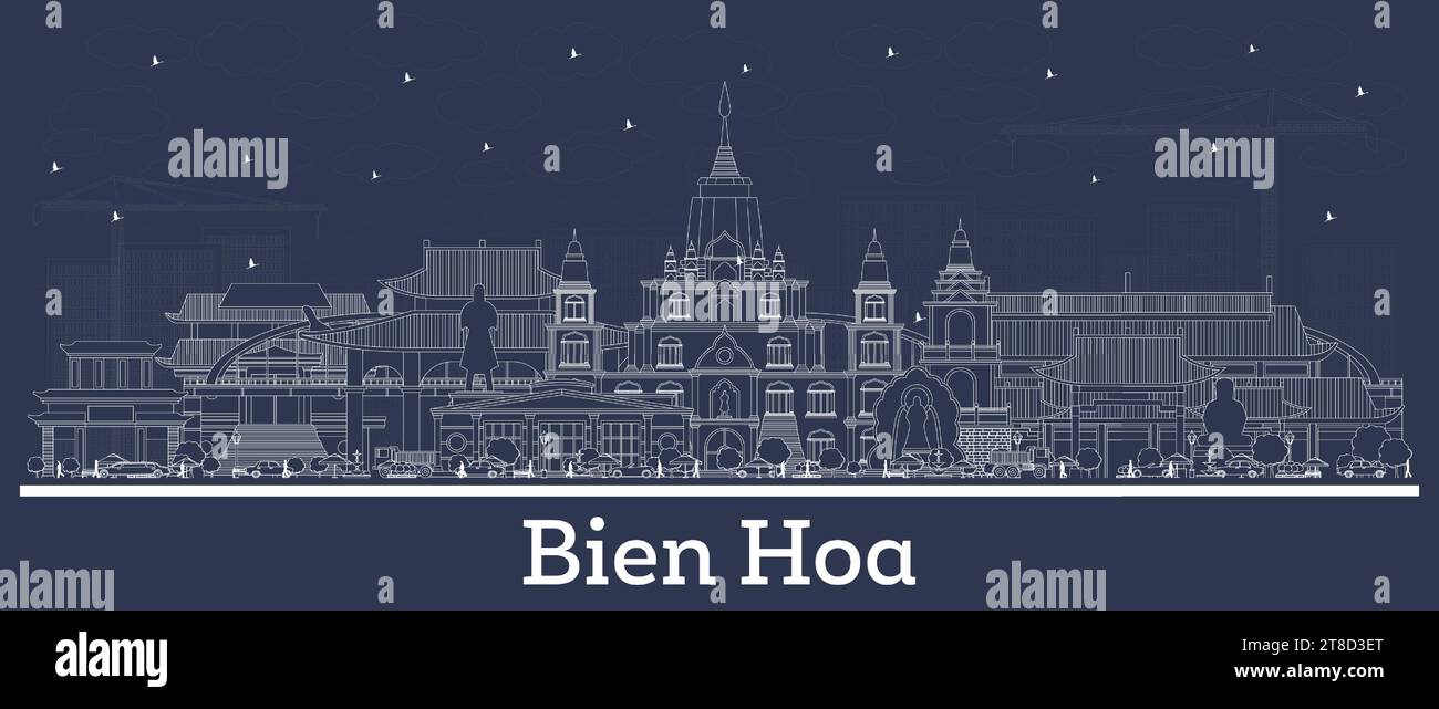 Outline Bien Hoa Vietnam city skyline with white buildings. Vector ...