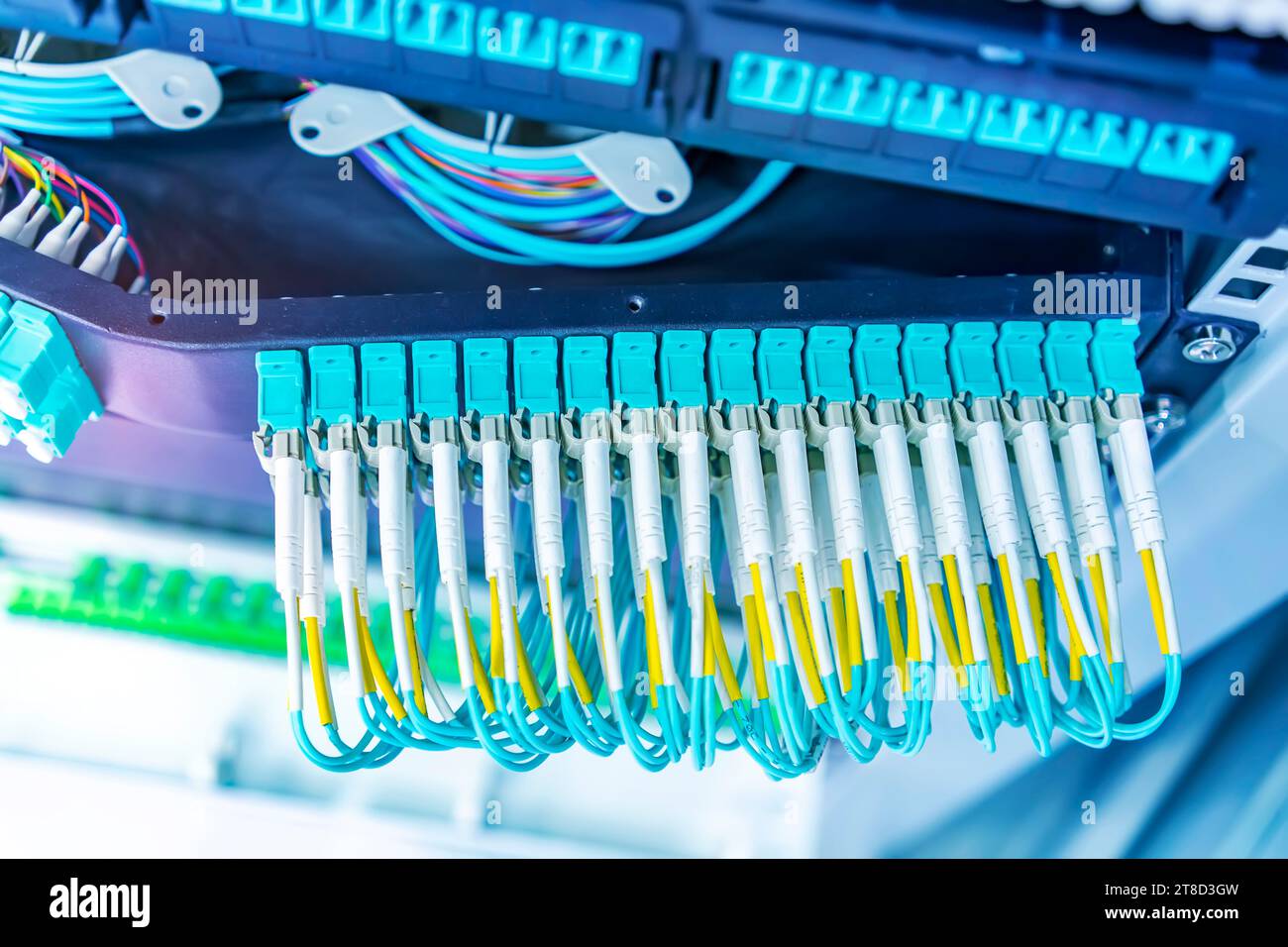 Fiber optical cable connect to communication Distribution point Stock ...