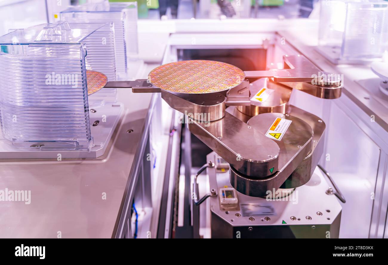 Silicon Wafers And Microcircuits With Automation System Control Application On Automate Robot