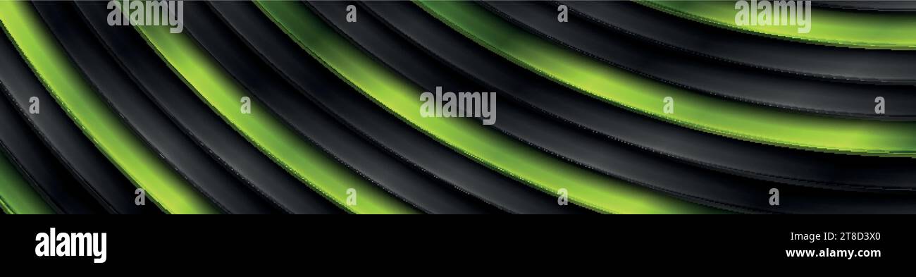Contrast green and black curved stripes geometrical abstract background ...