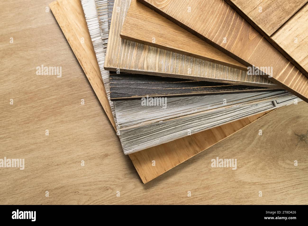 Stack of various construction sample wood boards Stock Photo - Alamy