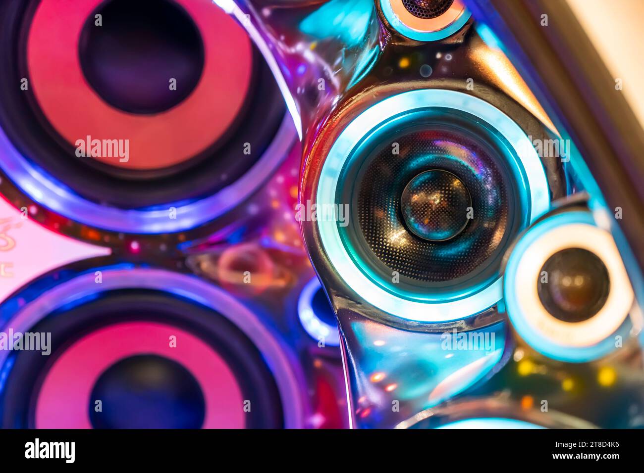 colorful lights of stereo and speakers in car Stock Photo - Alamy