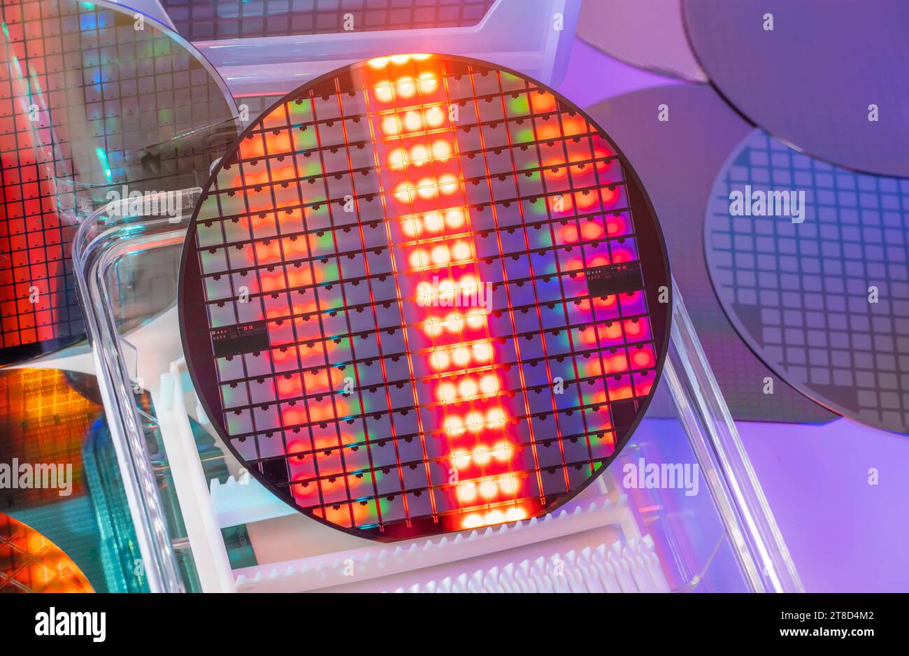 Silicon Wafer Under Cleanroom Fabrication in plastic holder box Stock ...