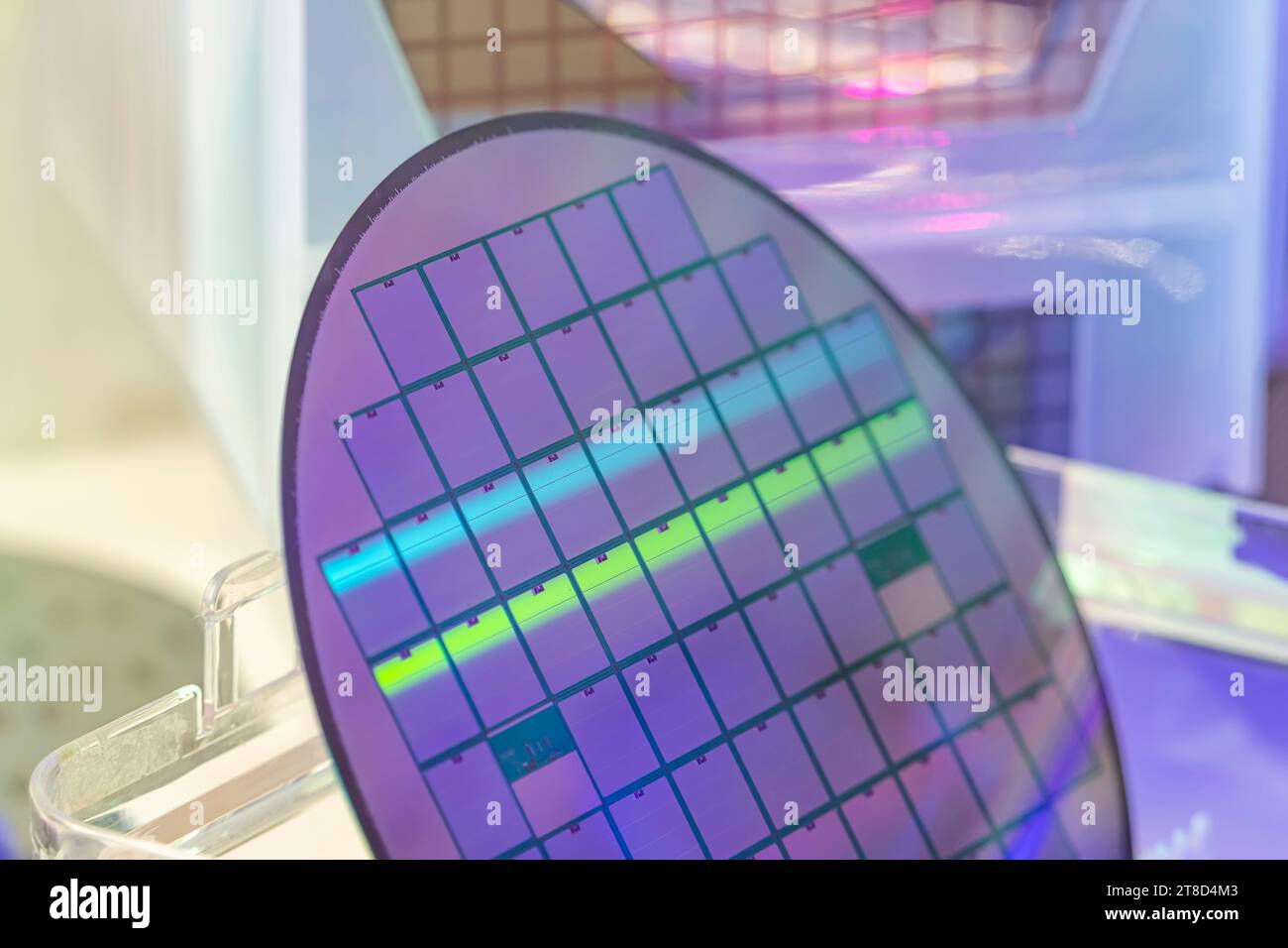 Silicon Wafer Under Cleanroom Fabrication in plastic holder box Stock ...