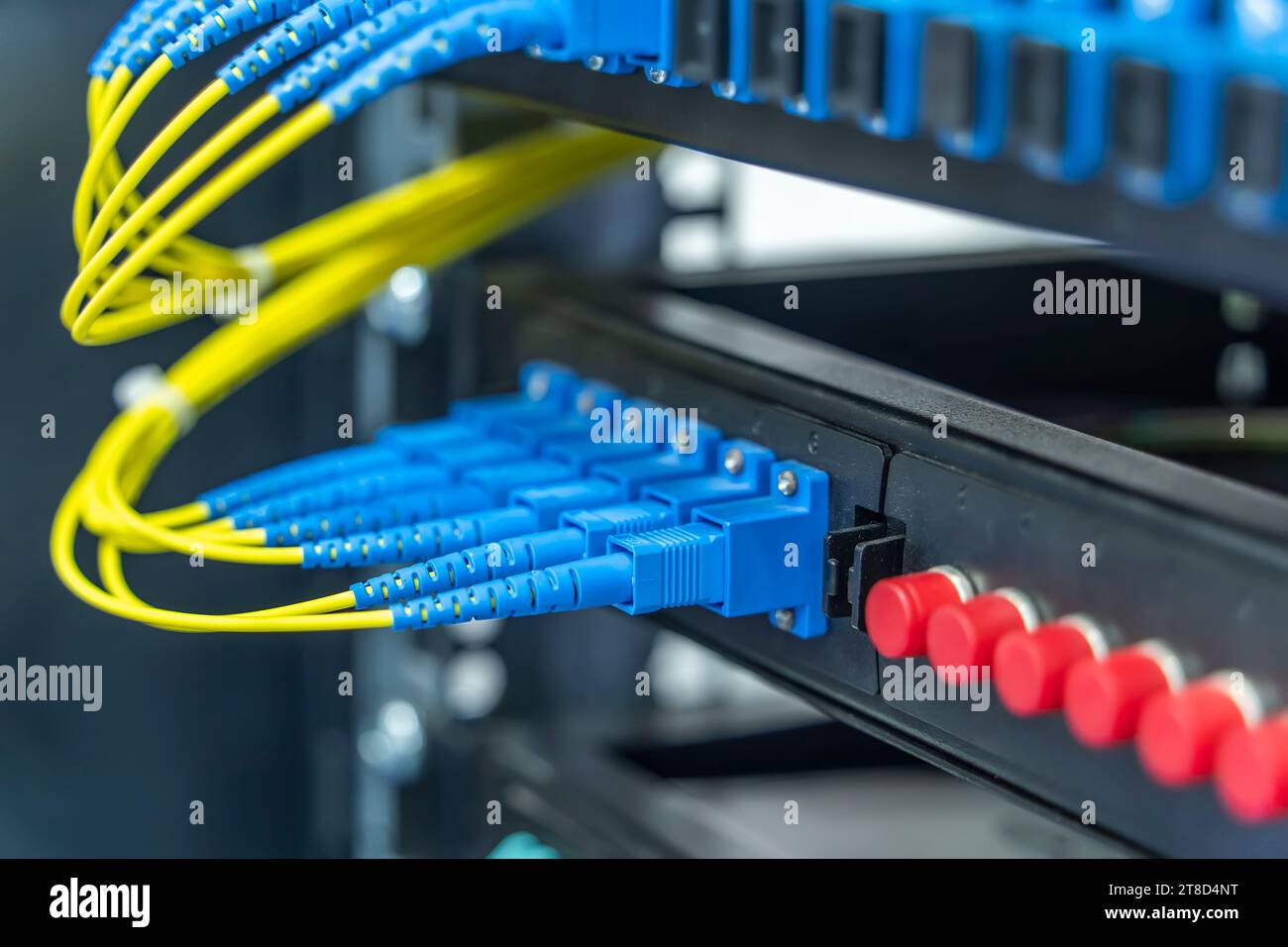 Technology center with fiber optic equipment patch core Stock Photo - Alamy