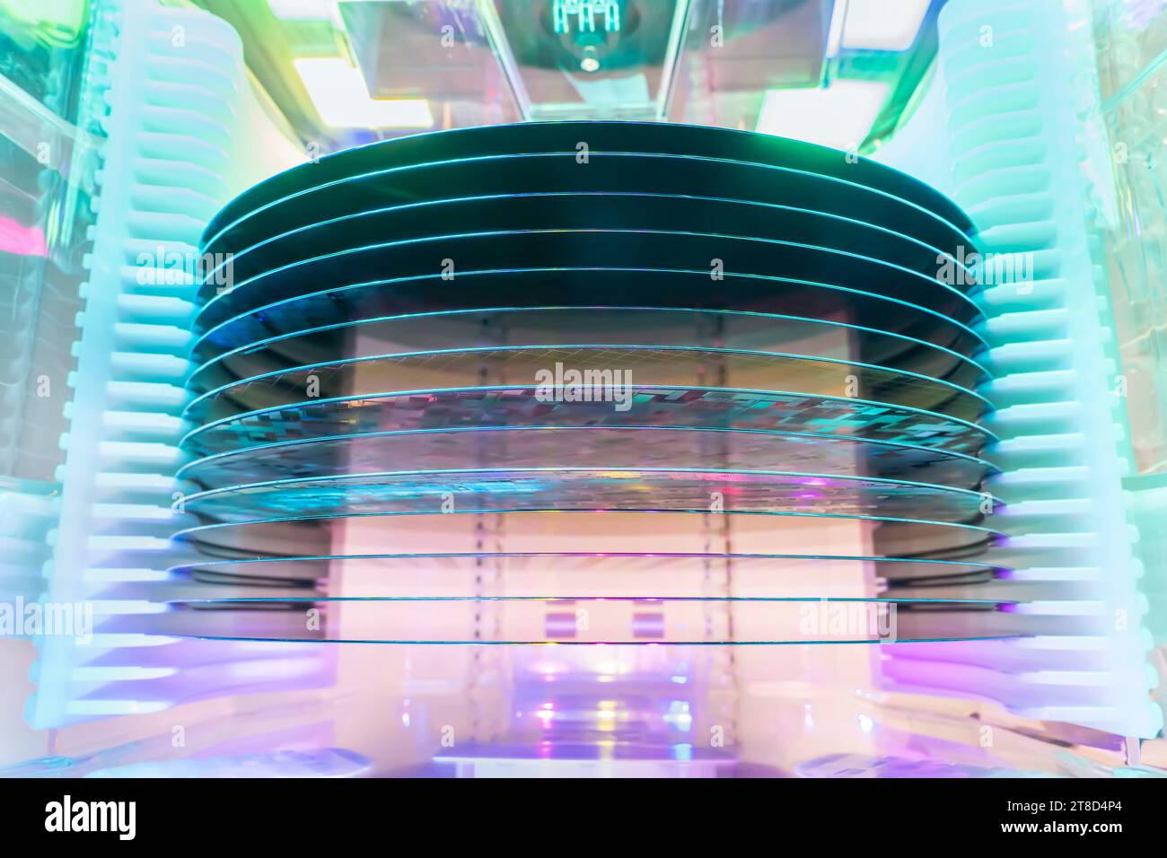 Silicon Wafer Under Cleanroom Fabrication in plastic holder box Stock ...