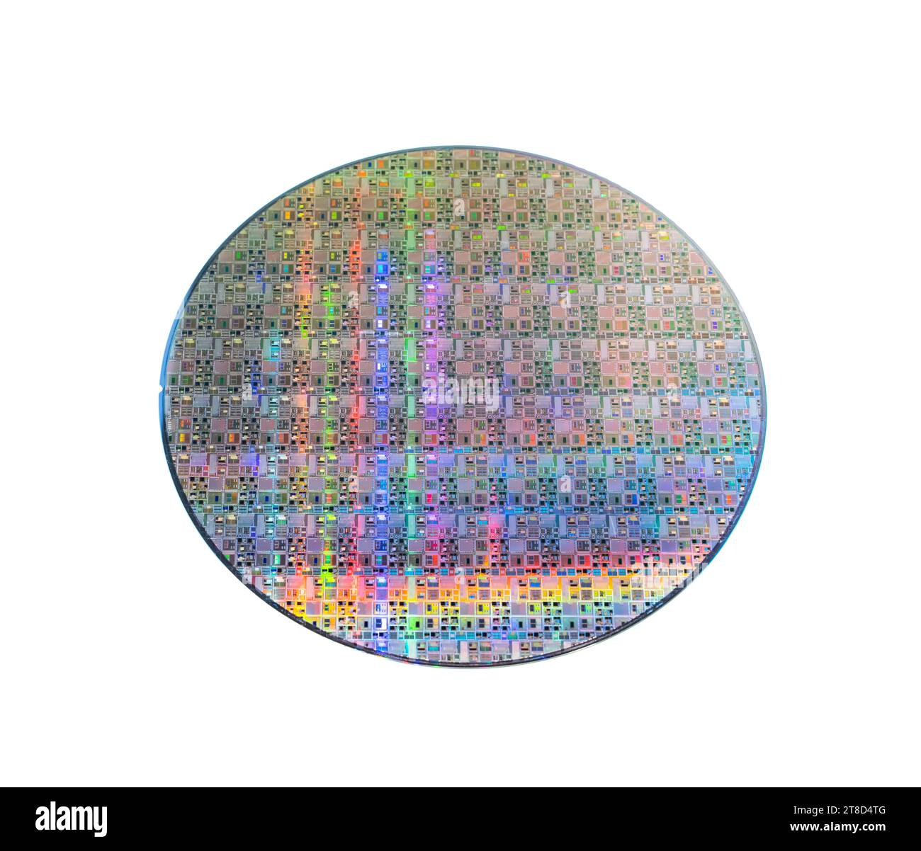 Silicon wafer with processor cores isolated on white background Stock ...