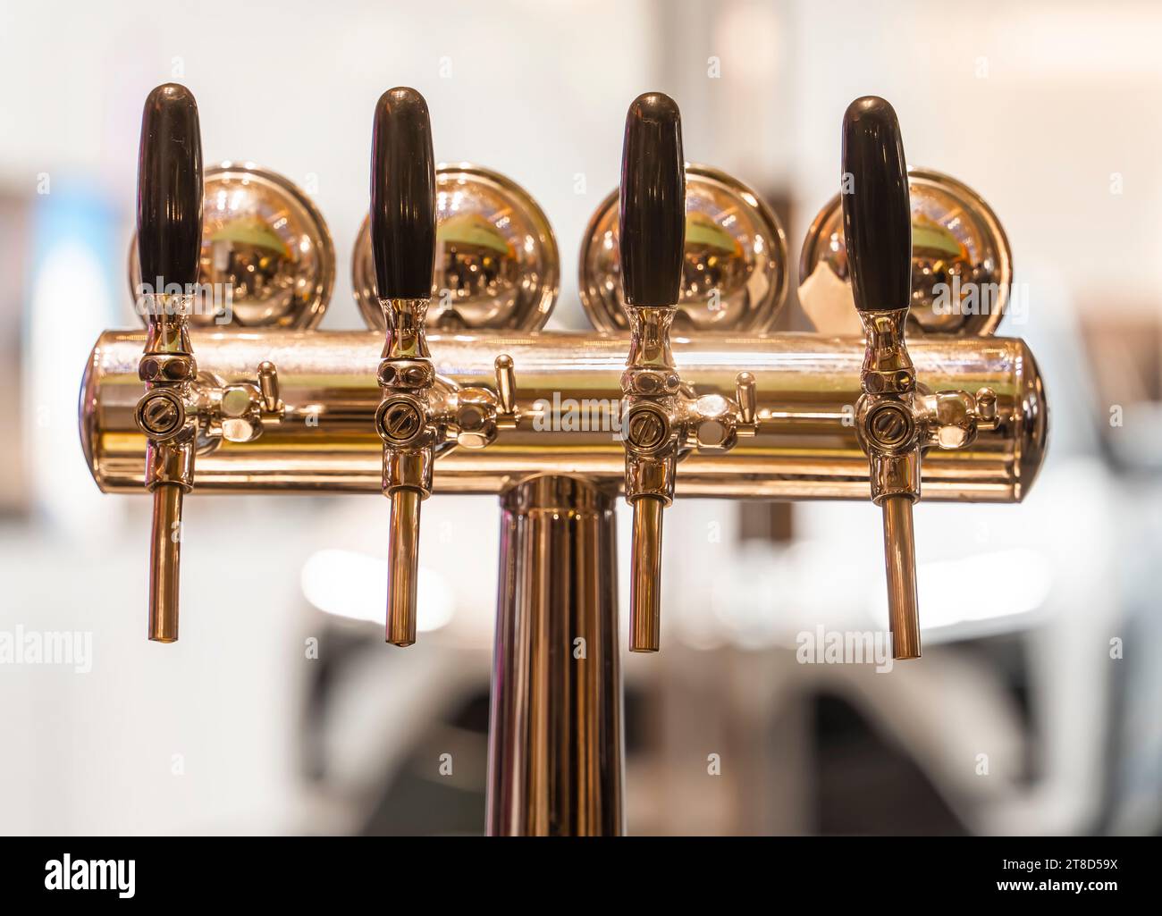 Draught beer taps in a bar Stock Photo - Alamy