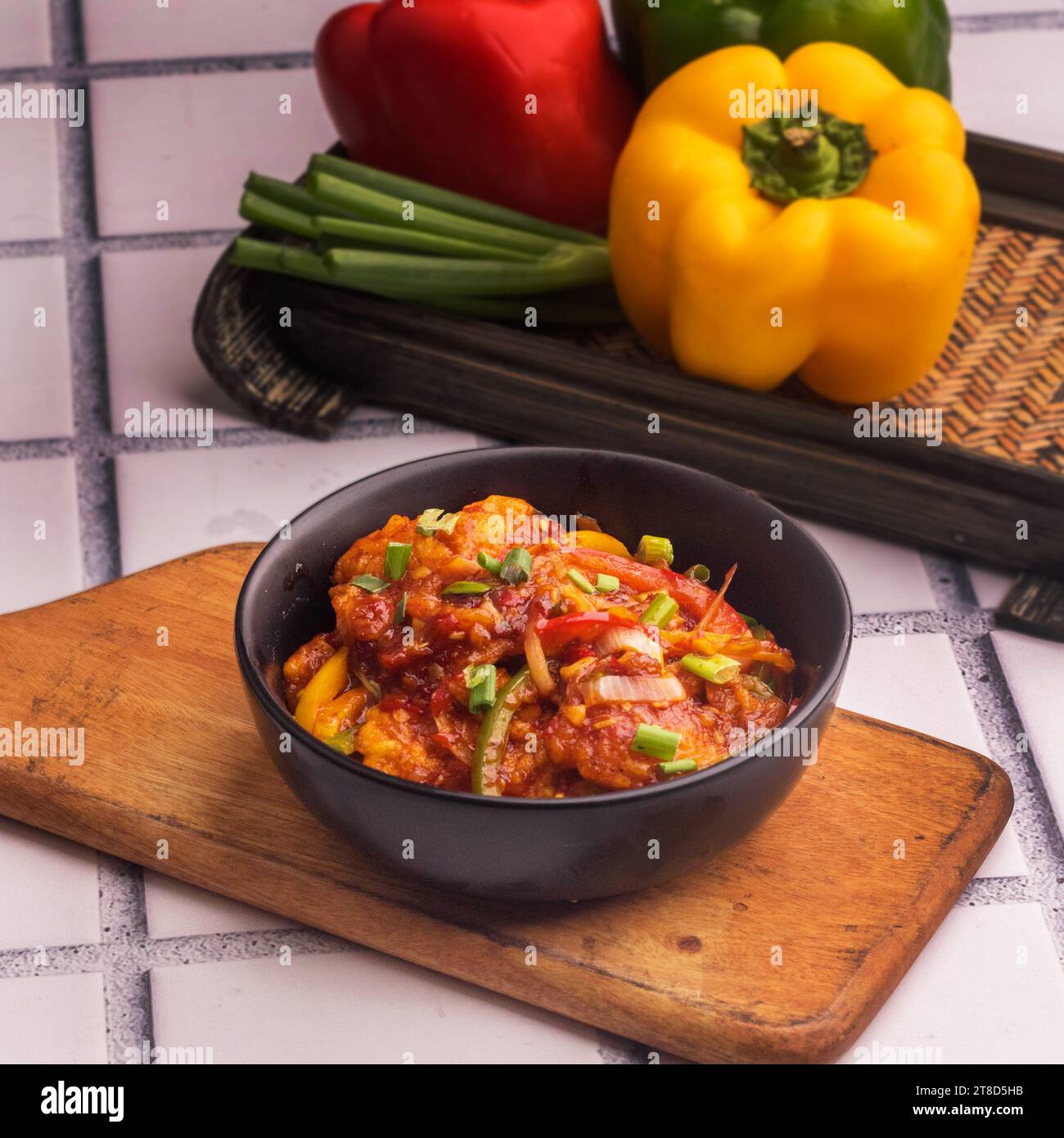 Fresh chilli fish food,Food thai chilli fish in black bowl white ...