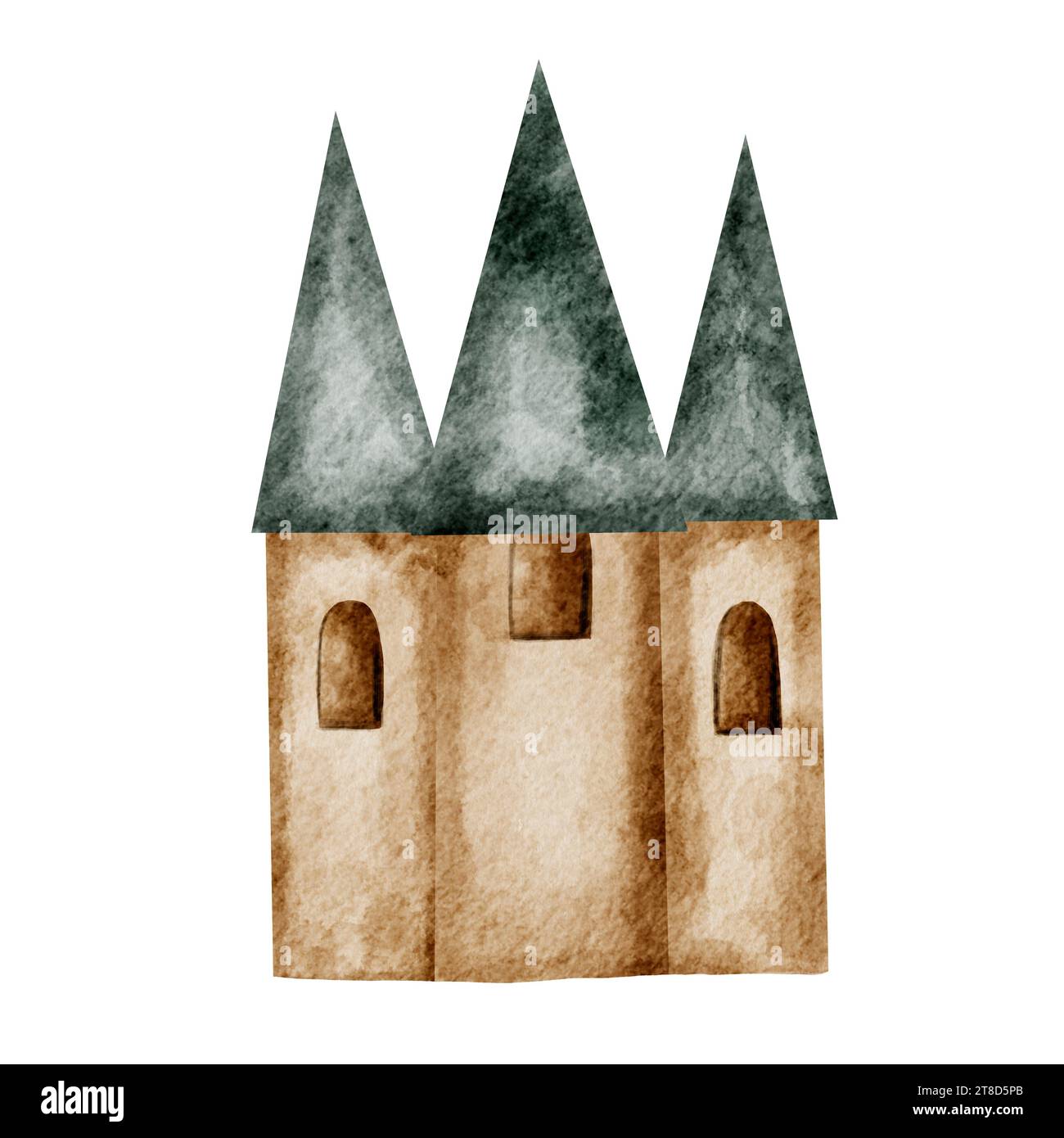 watercolor drawing of a castle on a white background. princess tower ...