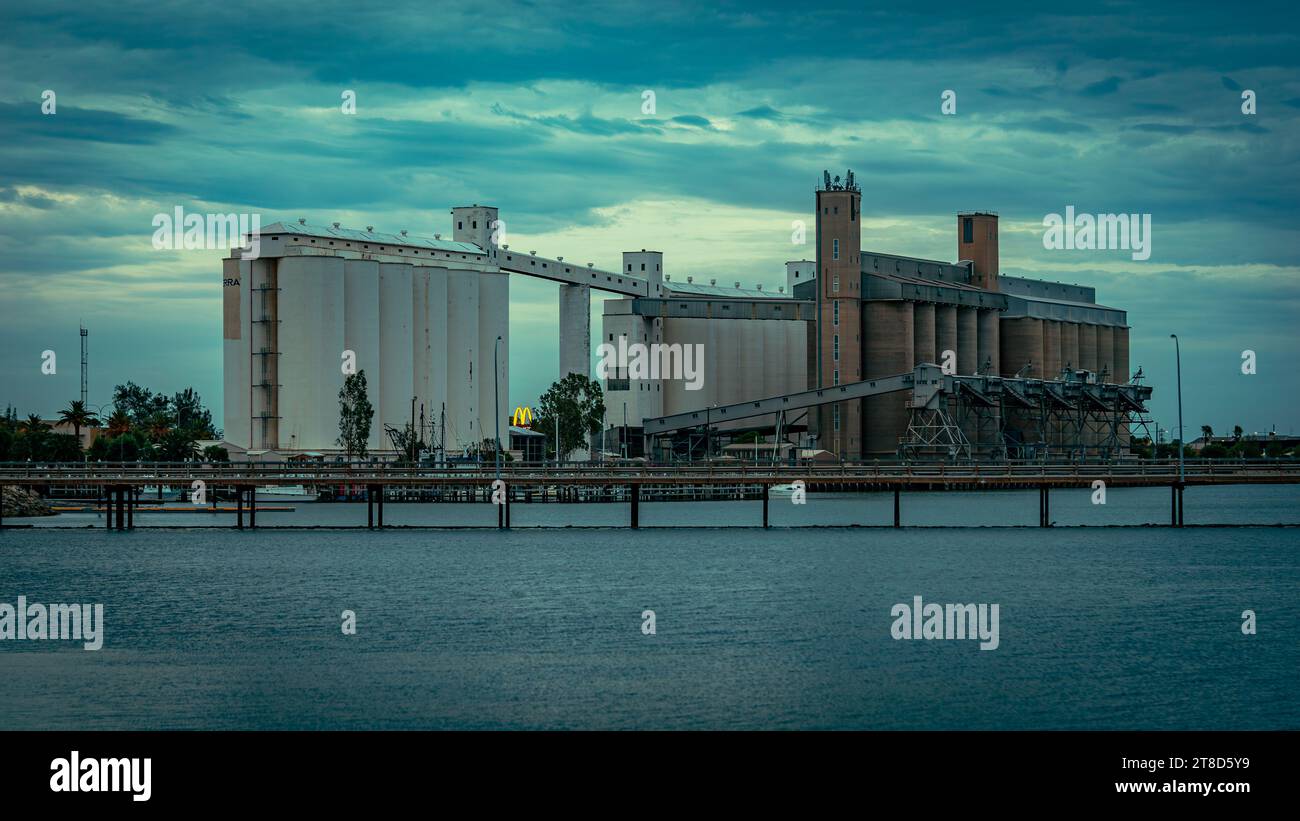 Port Pirie, SA, Australia - Industrial port silo buildings in the ...