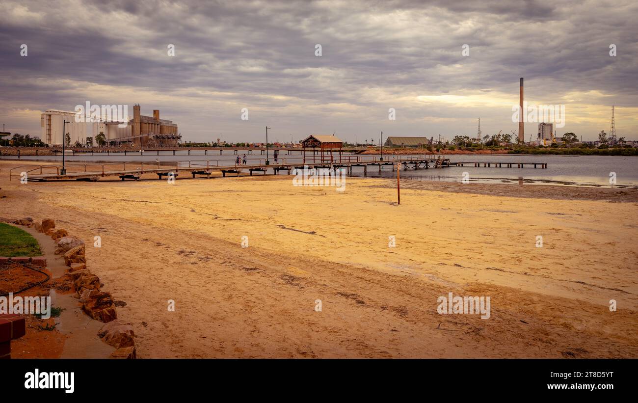 Port Pirie, SA, Australia - Industrial port silo buildings Stock Photo ...