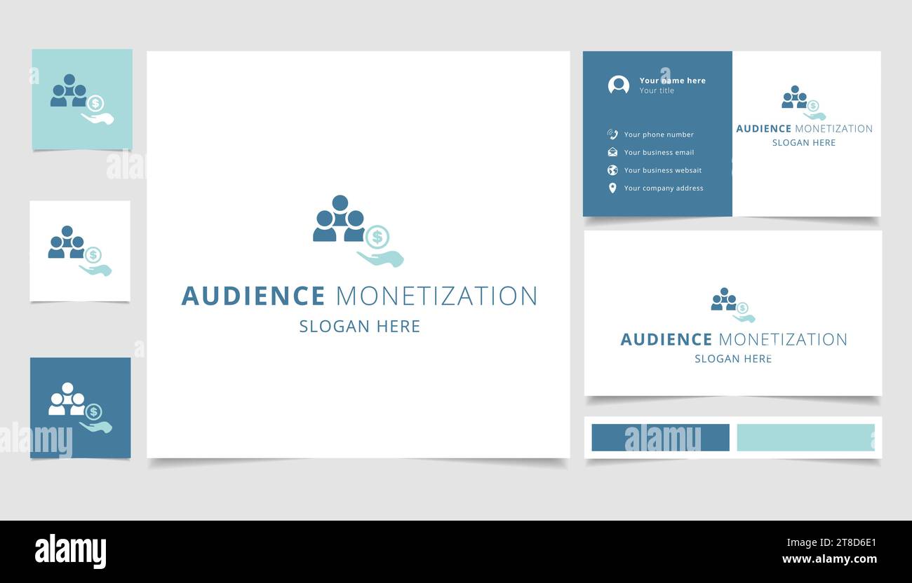 Audience monetization logo design with editable slogan. Branding book ...