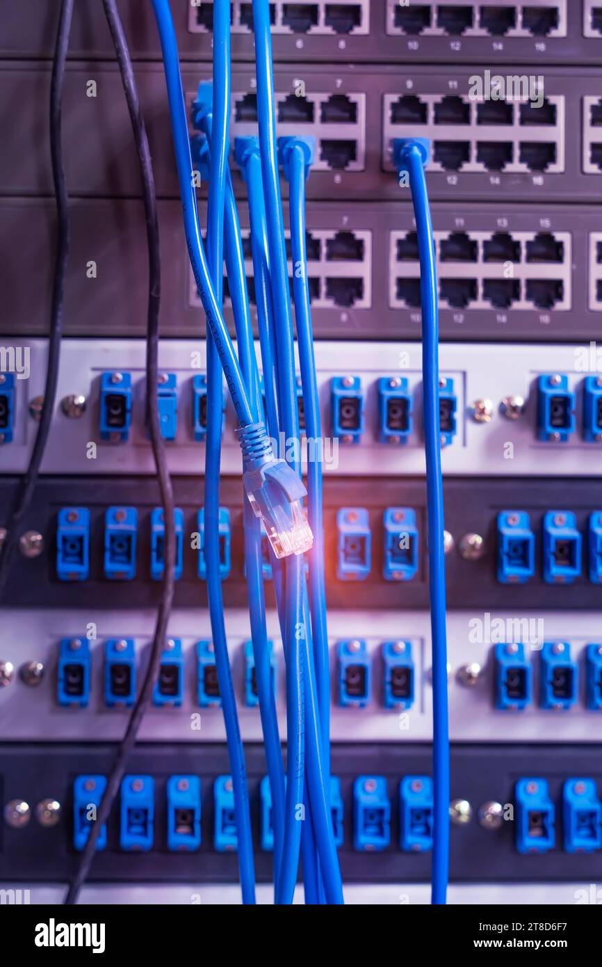 Ethernet cables and Network switch in data center Stock Photo - Alamy