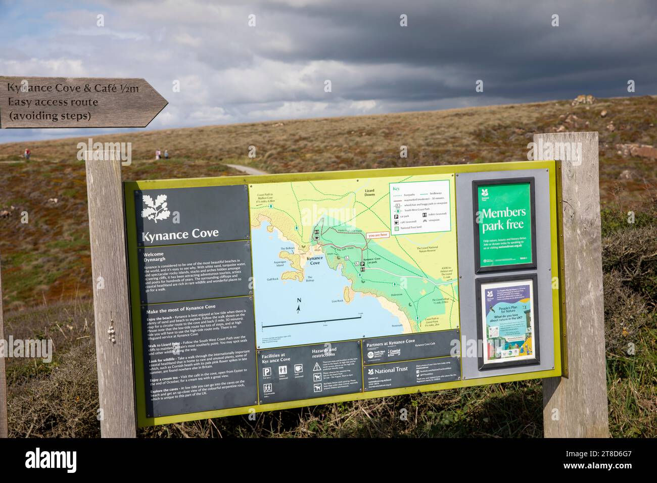 Kynance Cove Cornwall, information board and map sign, at this Cornish ...