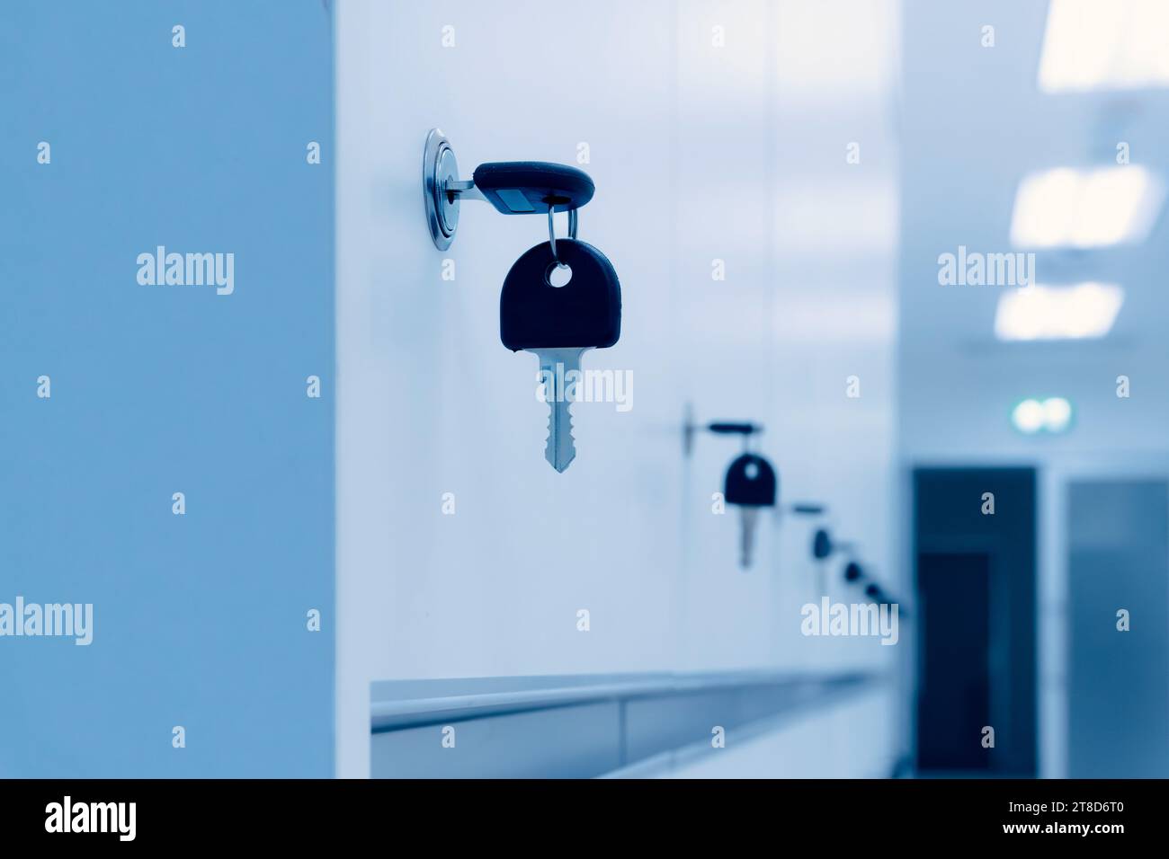 Key for Personal Safety deposit boxes room in the office Stock Photo ...