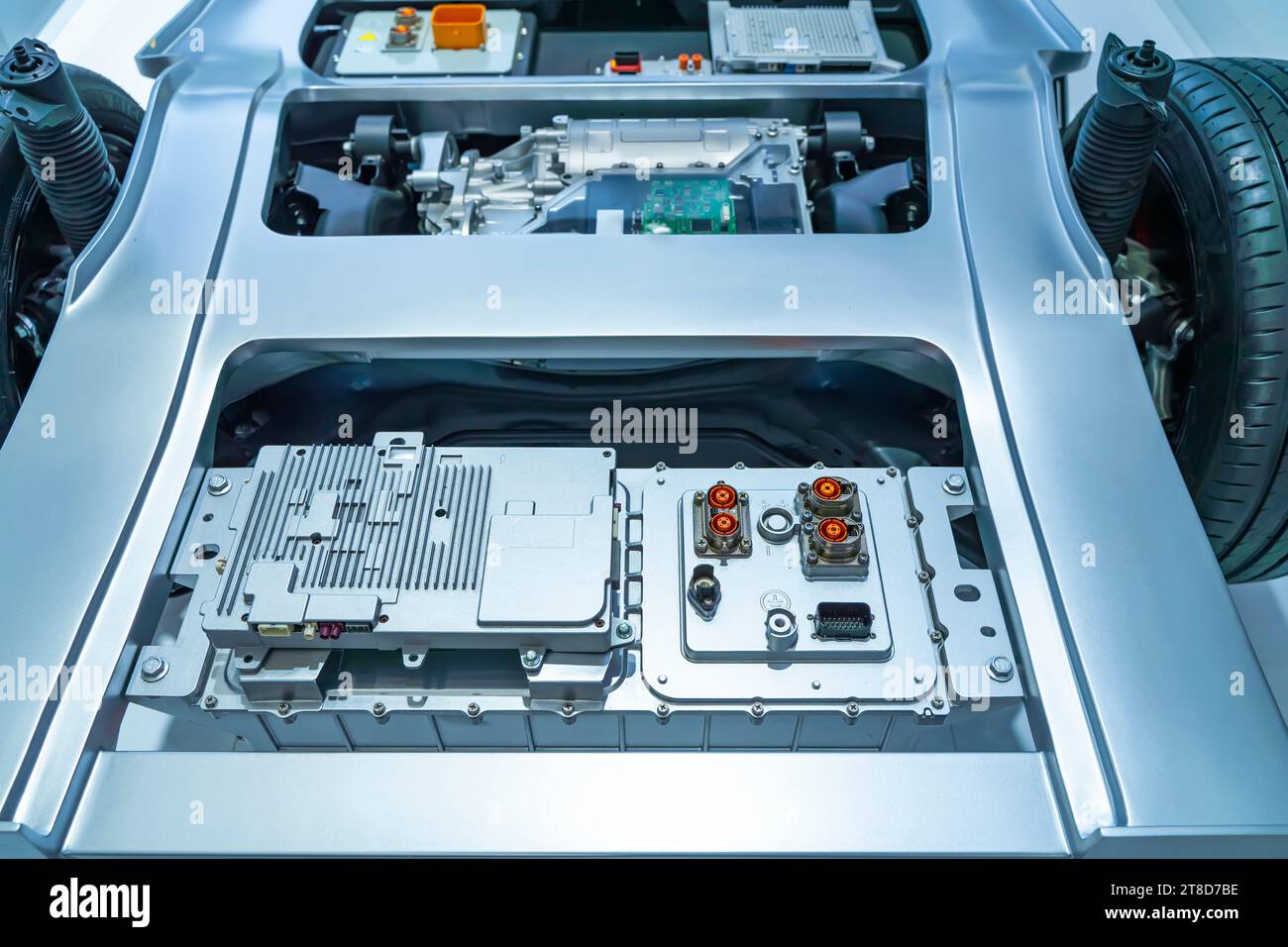 Chassis of the electric car with powertrain and power connection ...