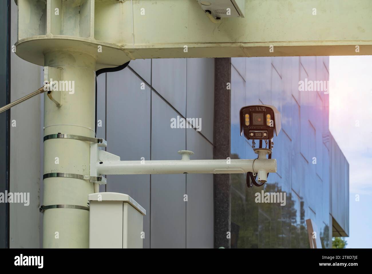 Outdoor CCTV surveillance camera on building window Stock Photo - Alamy