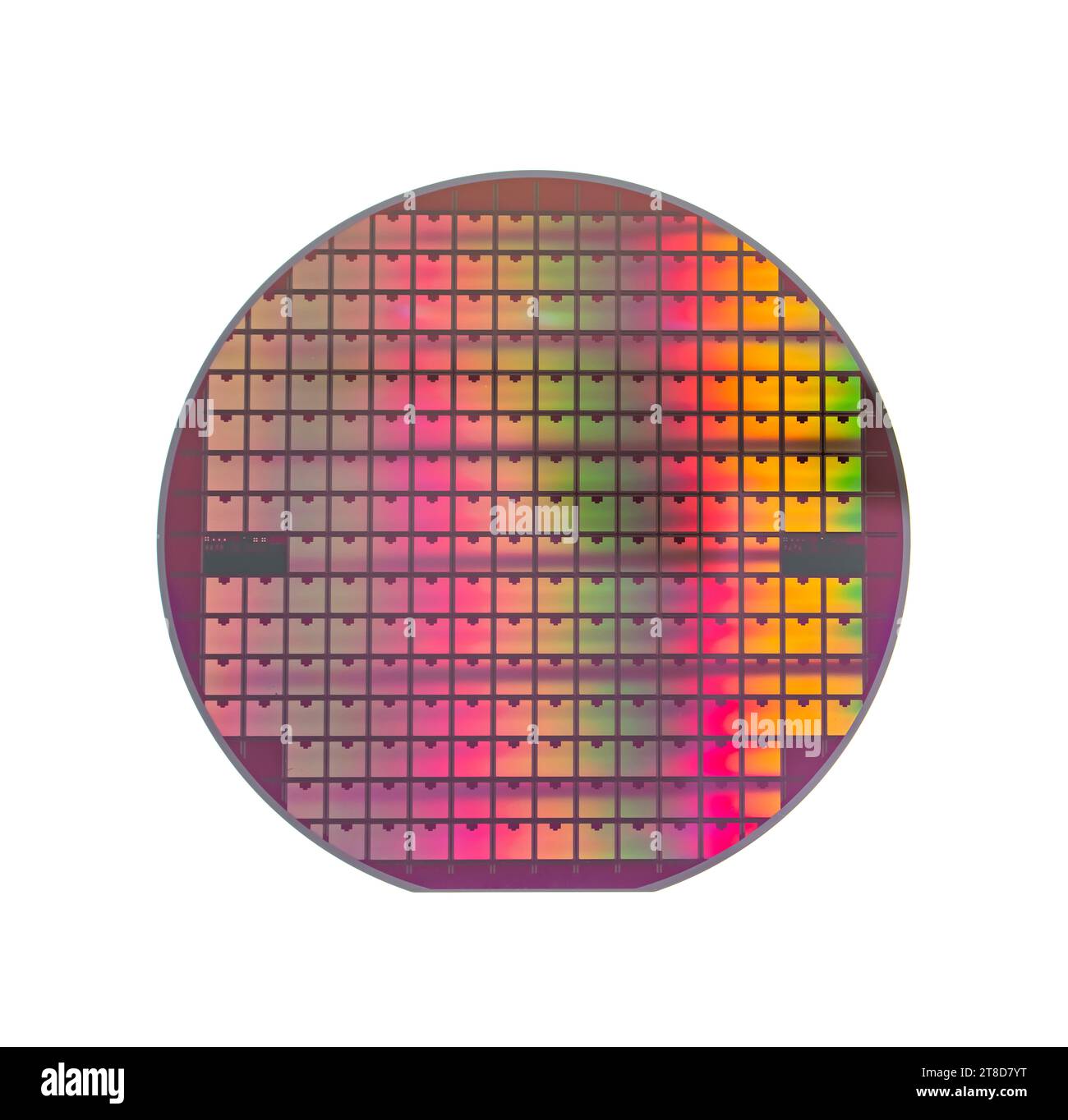 Silicon wafer with chips isolated on white background Stock Photo - Alamy