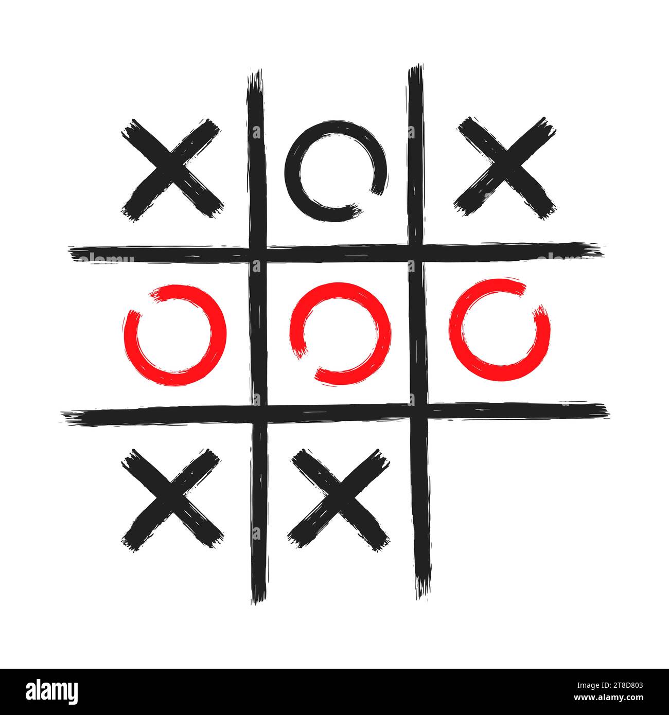 Tic Tac Toe Xo Game Hand Drawn Grid Doodle Template Vector Illustration