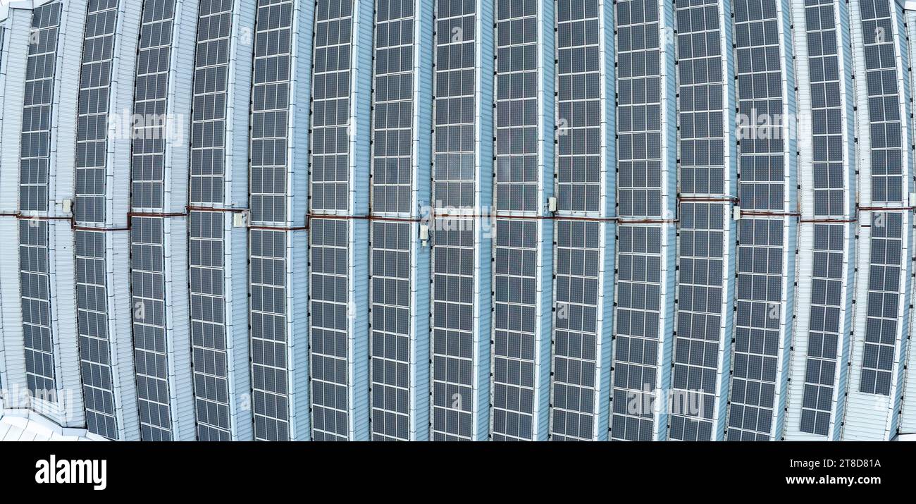 Top view of solar panel on roof top building Stock Photo - Alamy