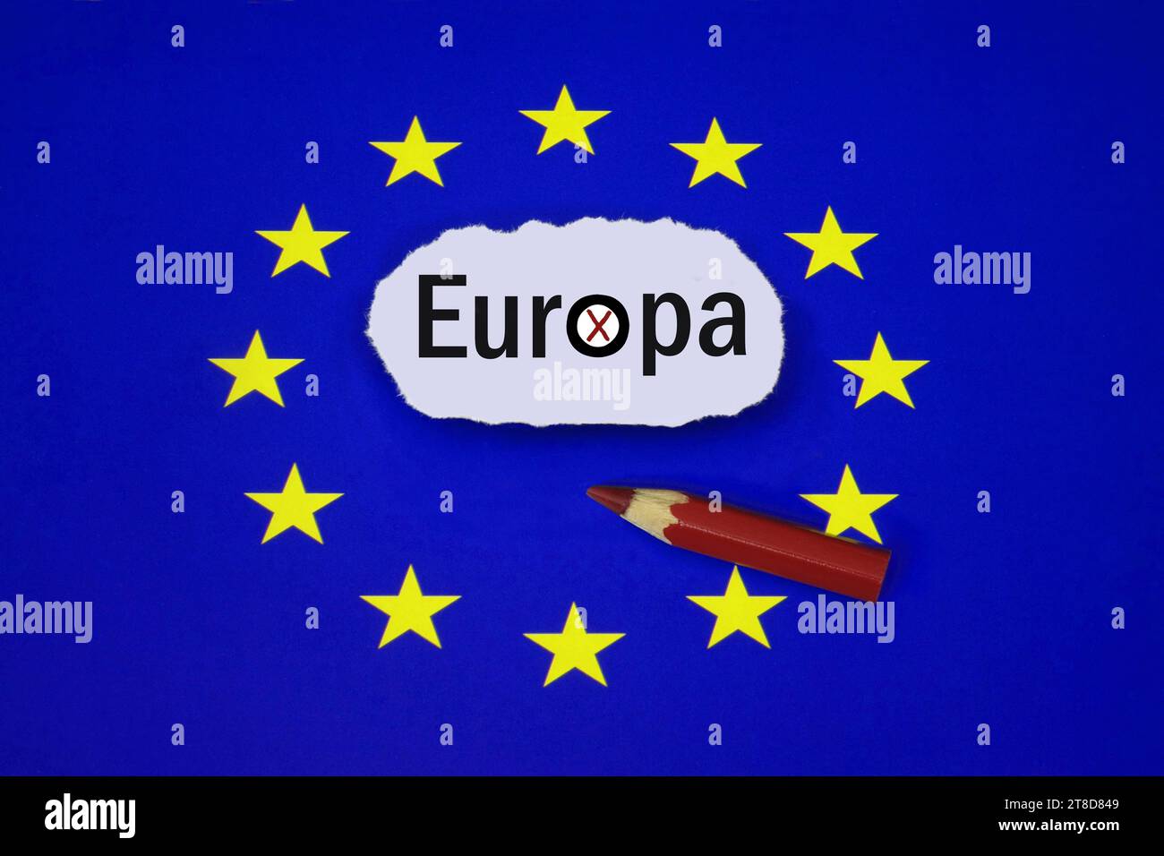 EU-Symbol mit Europa sowie Wahlkreuz und Rotstift EU-Symbol mit Europa ...