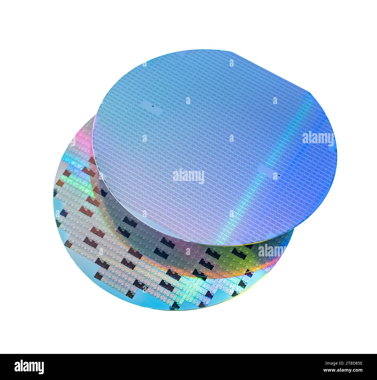 Silicon wafer with chips isolated on white background Stock Photo - Alamy