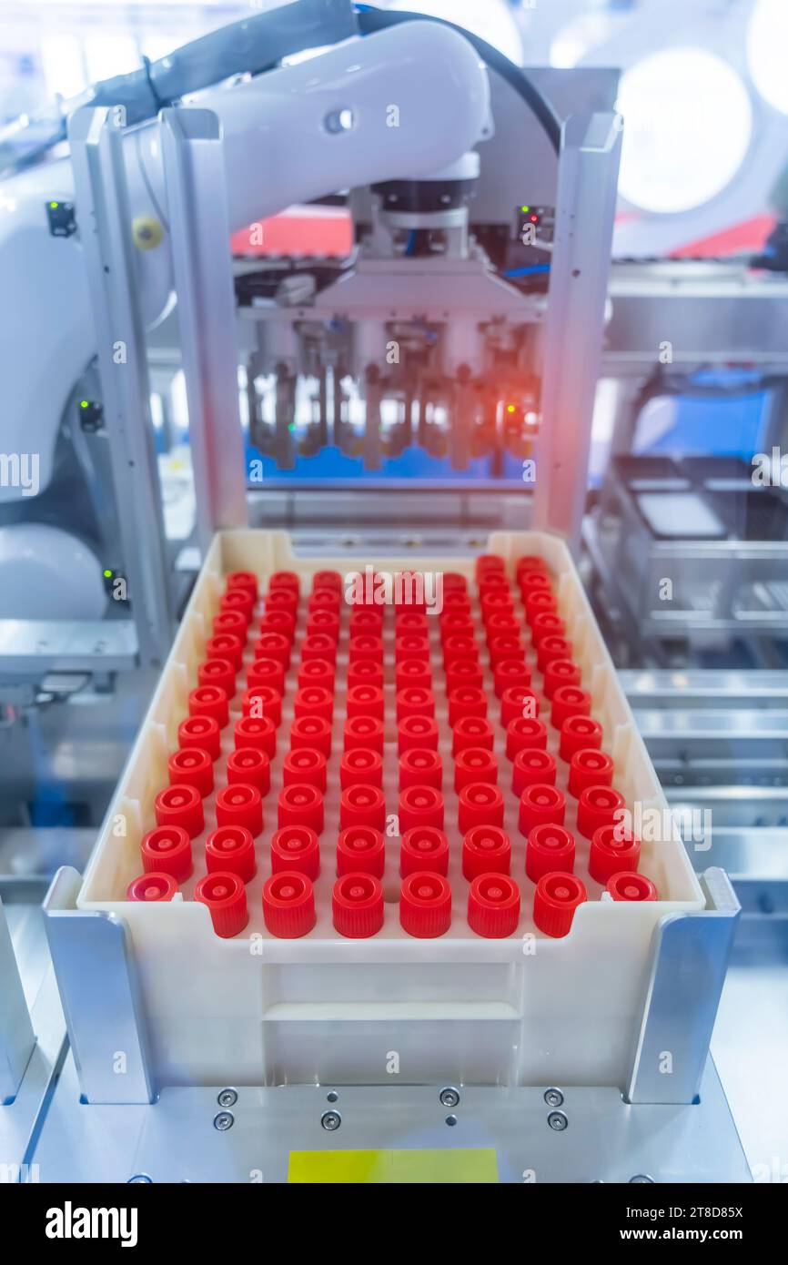Robot arm with test tube for biological experiments in laboratory Stock ...