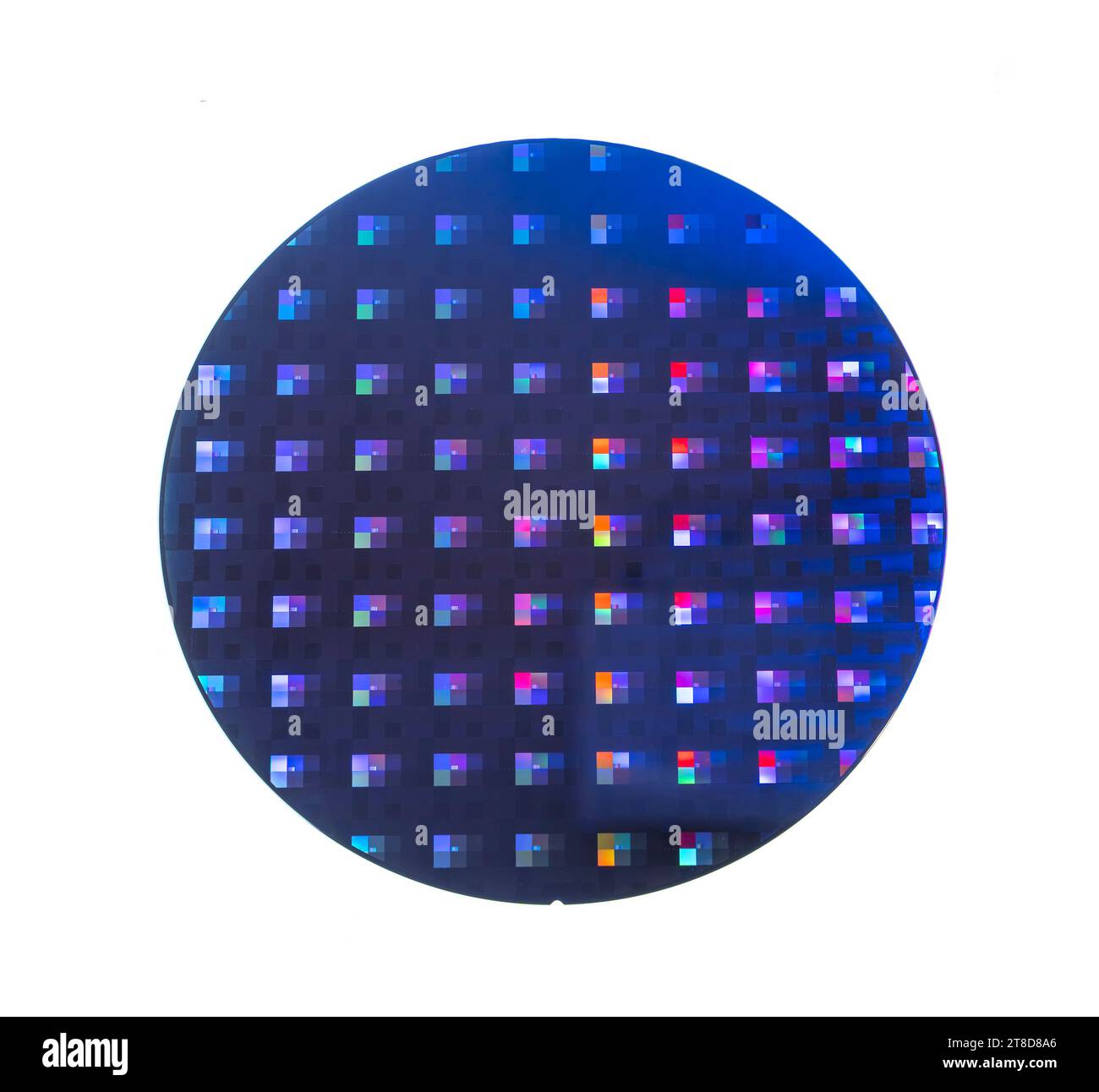 Silicon wafer with chips isolated on white background Stock Photo - Alamy