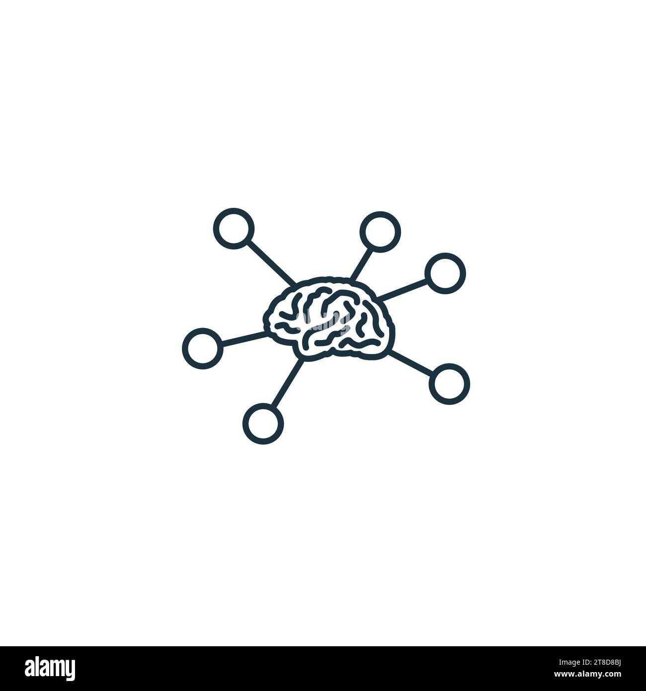 Mind map outline icon. Monochrome simple sign from productivity ...