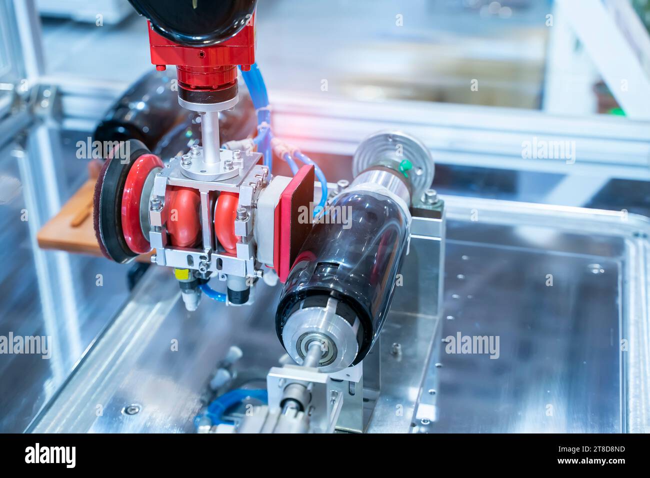 robot arm polishing the automotive part in the production line Stock ...
