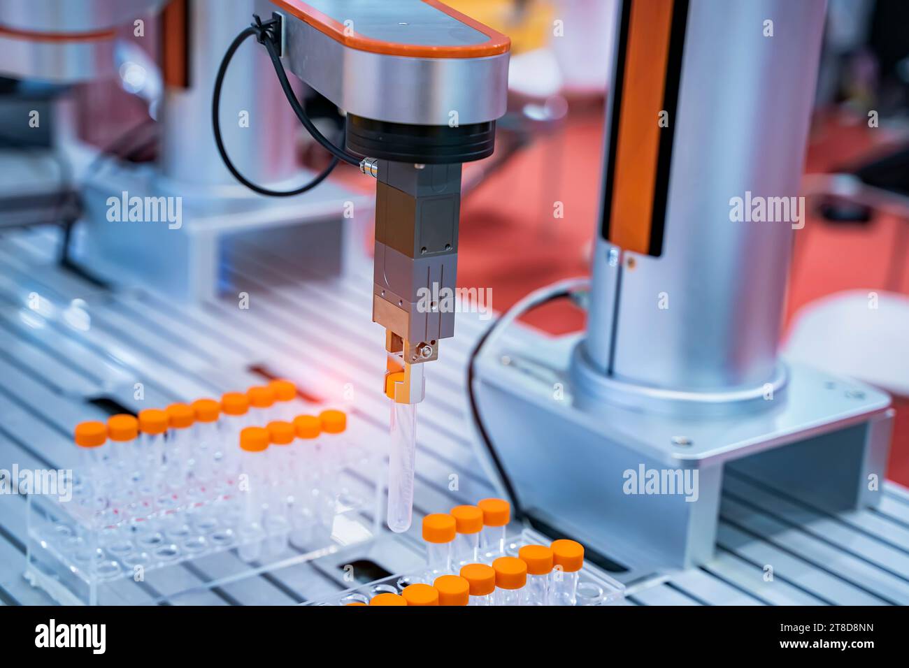 Robot arm with test tube for biological experiments in laboratory Stock ...