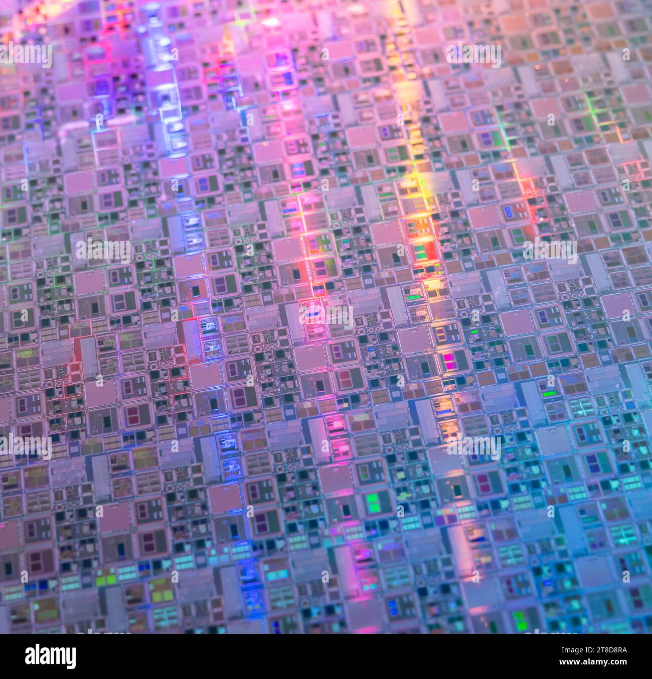 Silicon Wafers with microchips used in electronics for the fabrication ...