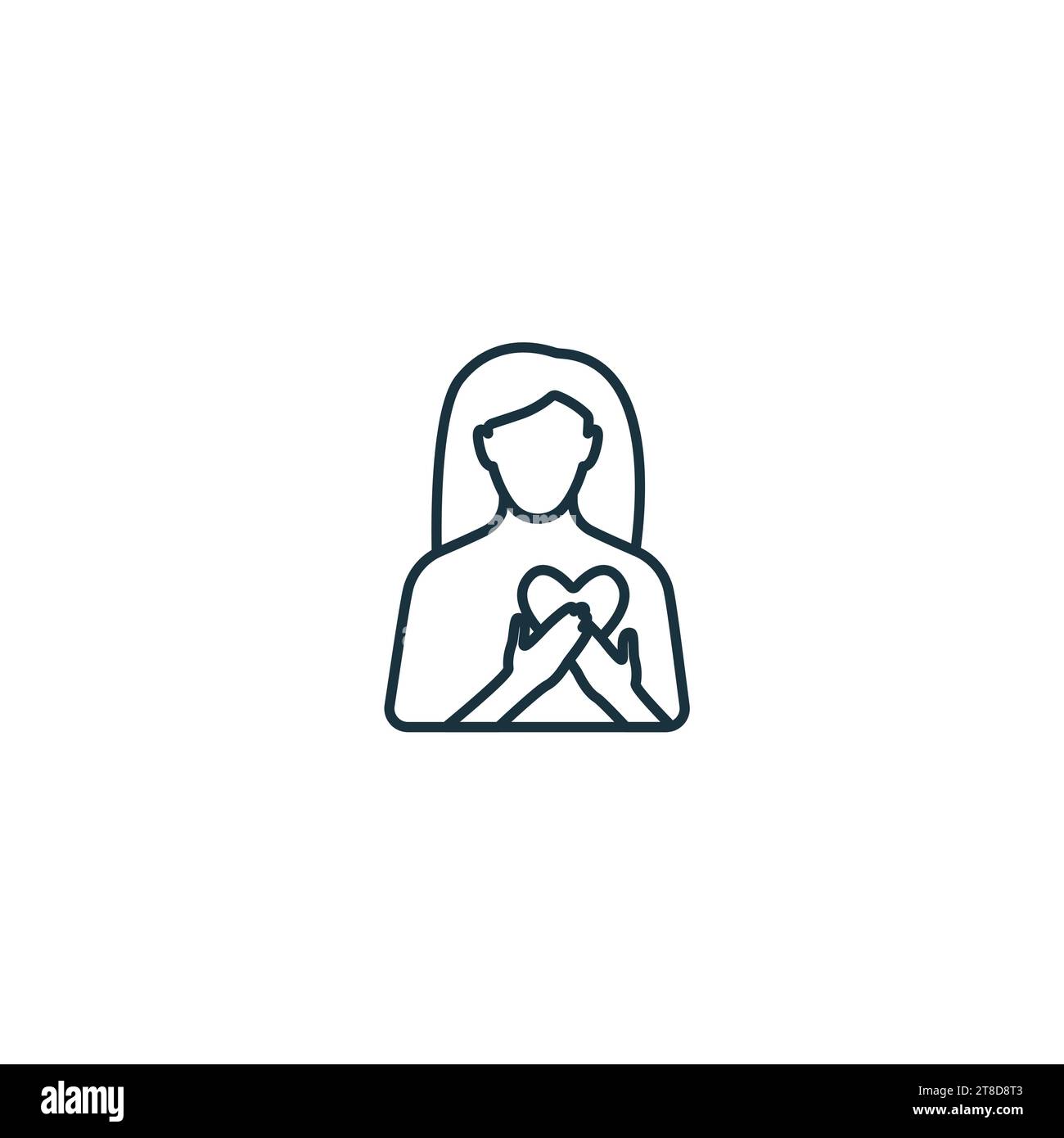 Self-compassion outline icon. Monochrome simple sign from mental health ...