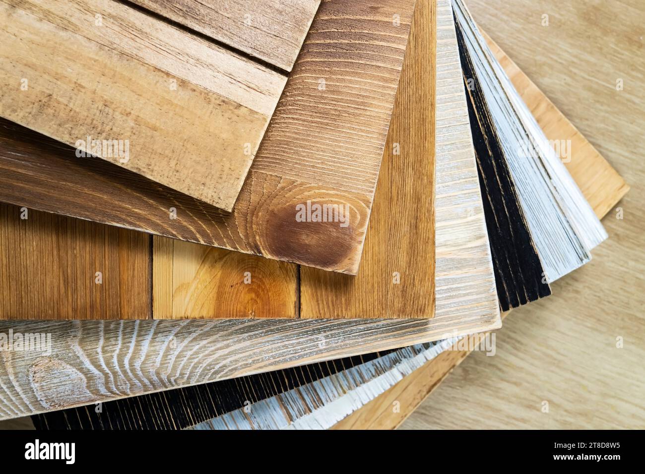 Stack of various construction sample wood boards Stock Photo - Alamy