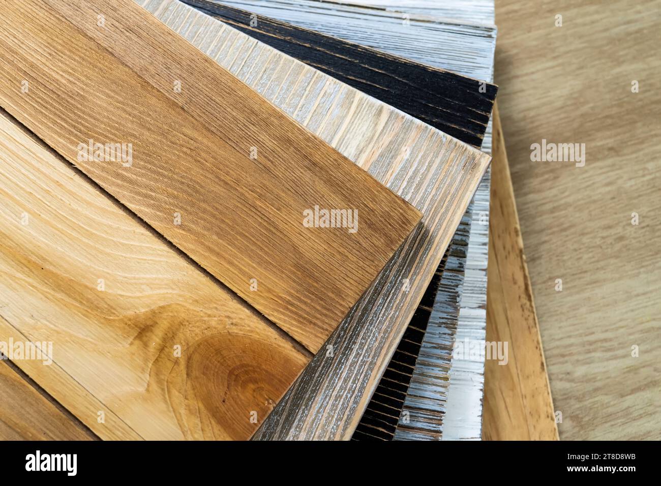 Stack of various construction sample wood boards Stock Photo - Alamy