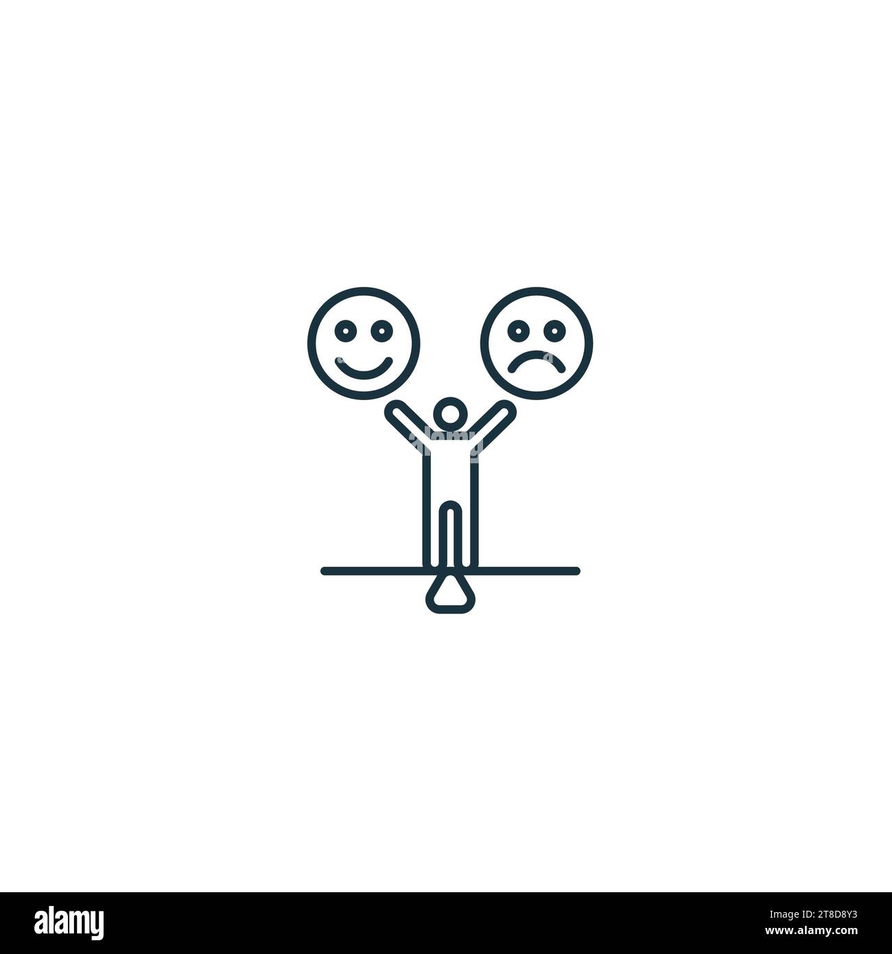 Emotional wellbeing outline icon. Monochrome simple sign from mental ...