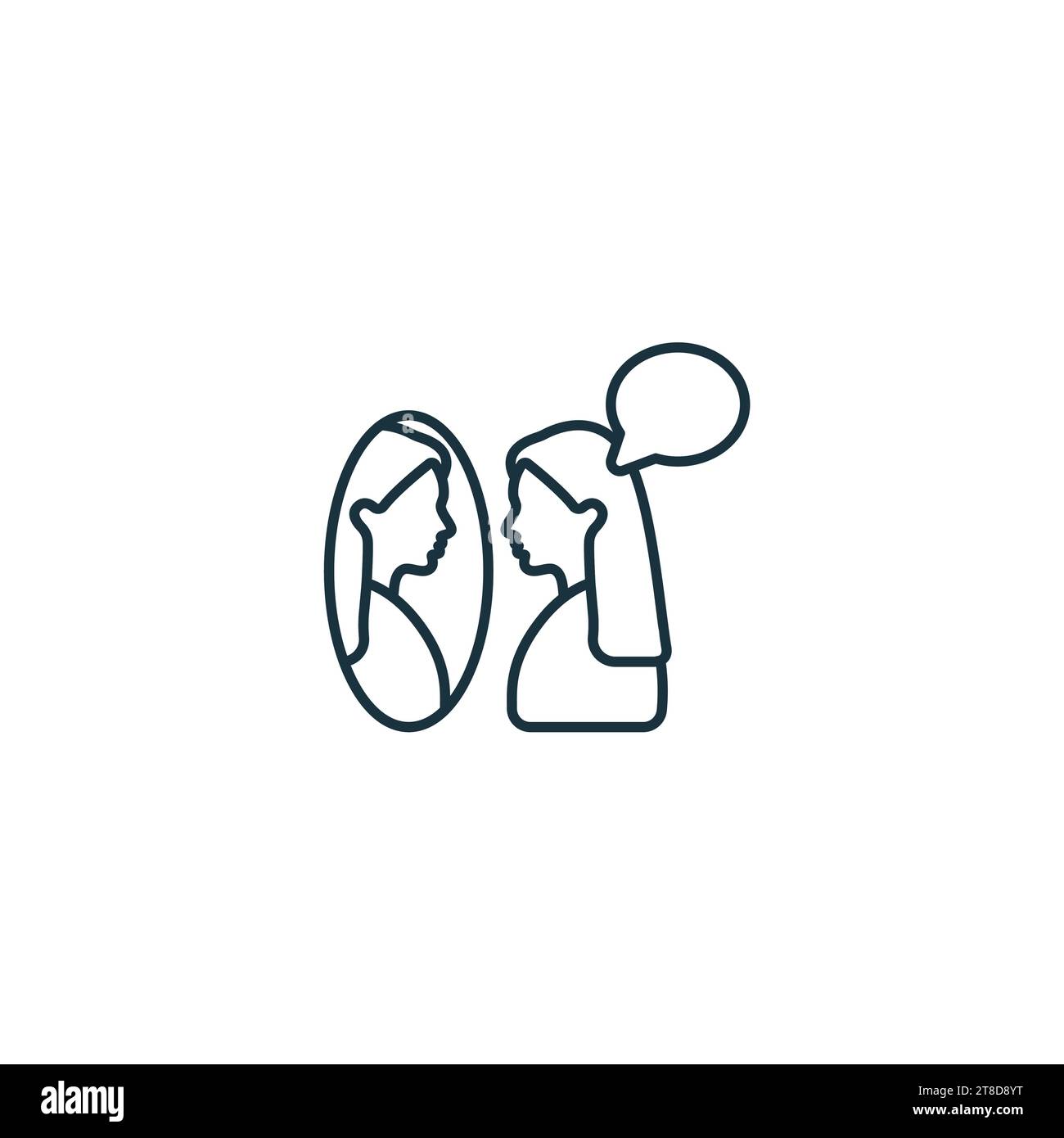 Self-reflection outline icon. Monochrome simple sign from mental health ...