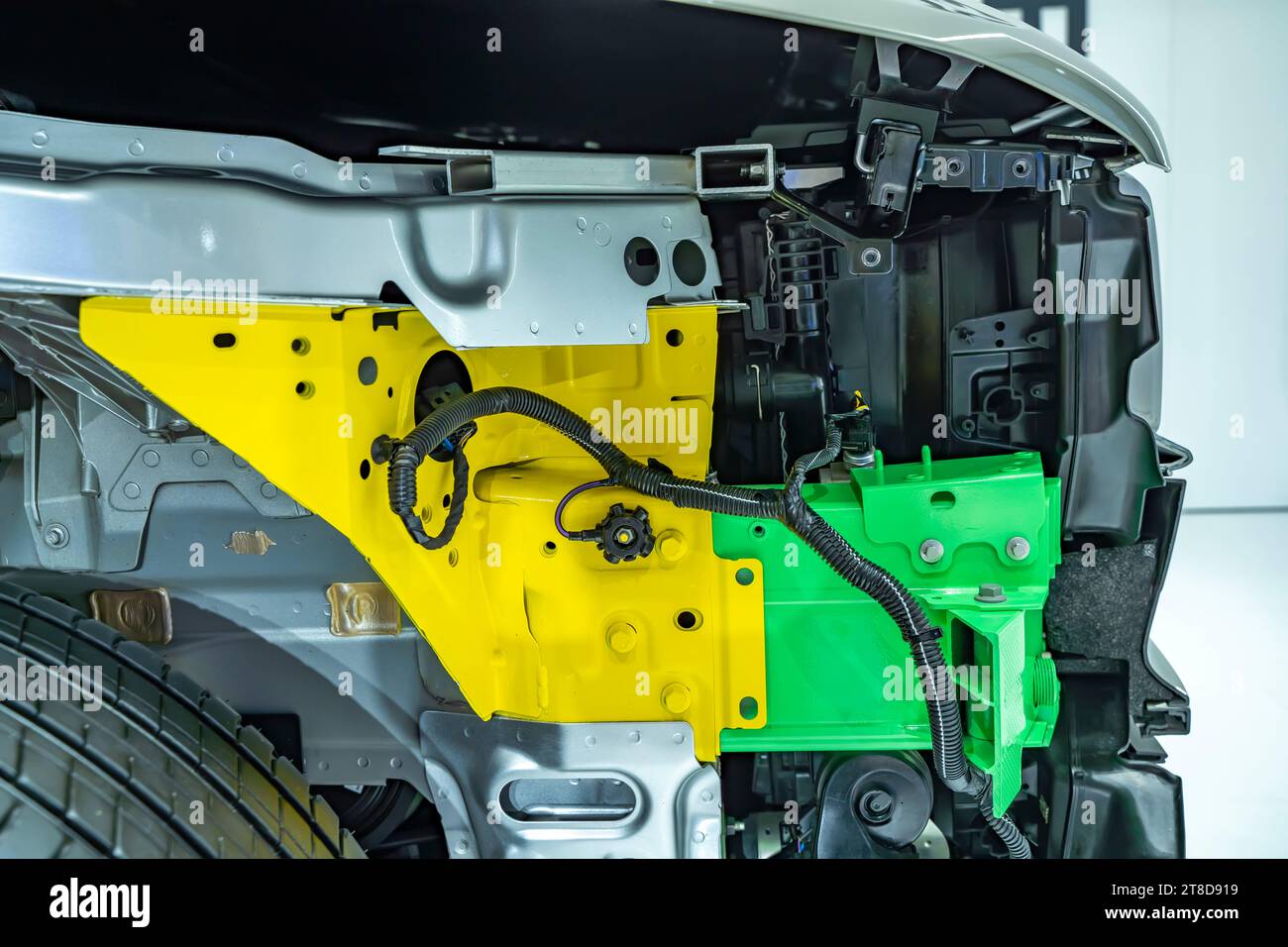 Large wide cable with wires and connectors and terminals in the wiring ...