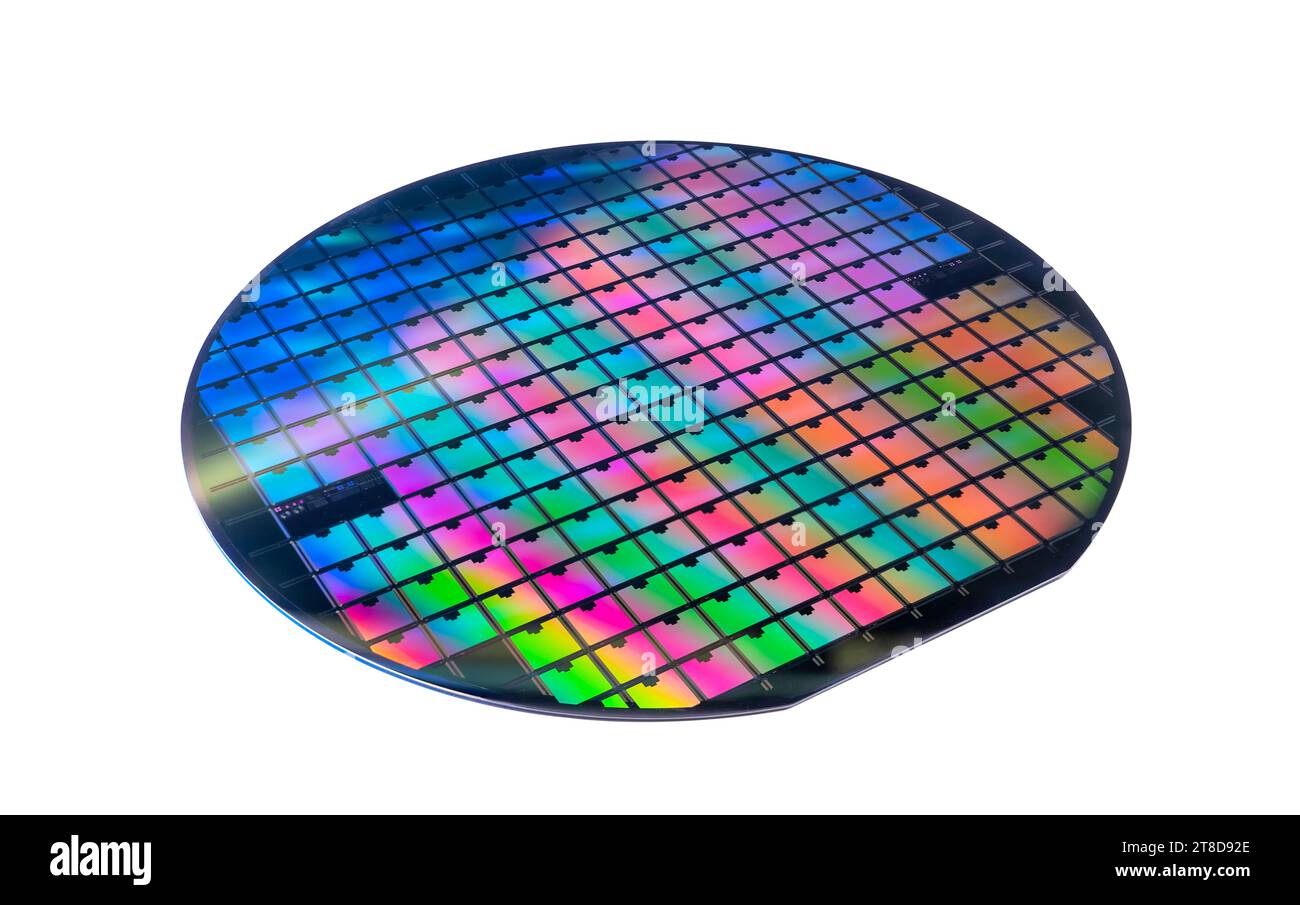 Semiconductor wafer disk made of silicon isolated on white Stock Photo ...