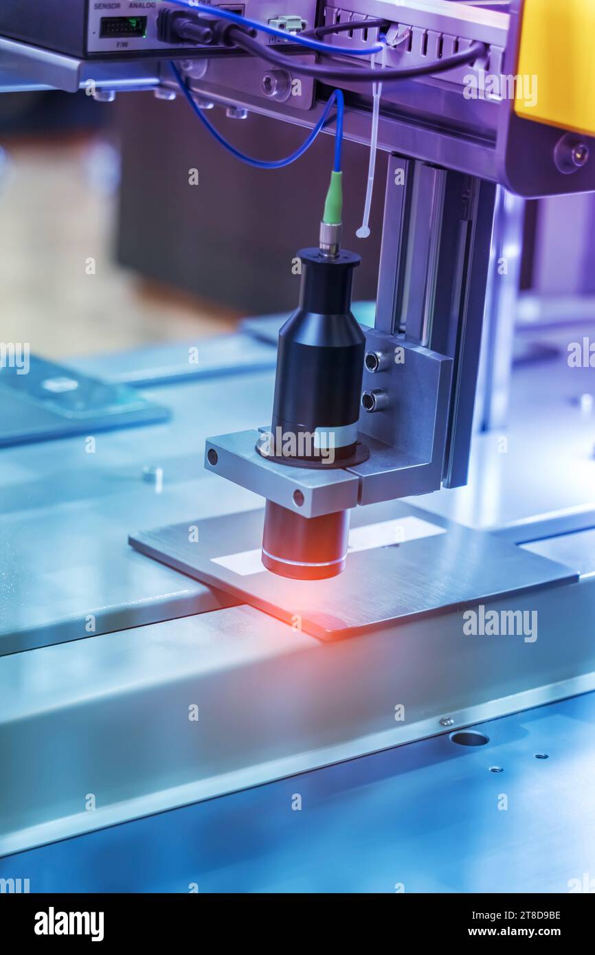 Vision sensor measuring instrument inspecting PCB circuit board Stock ...