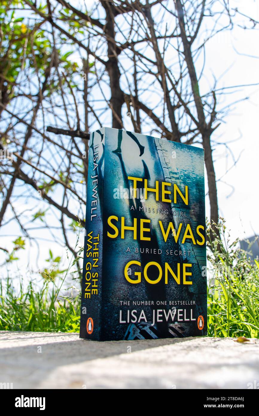 Close up Lisa Jewell's Then She Was Gone book in the garden Stock Photo ...