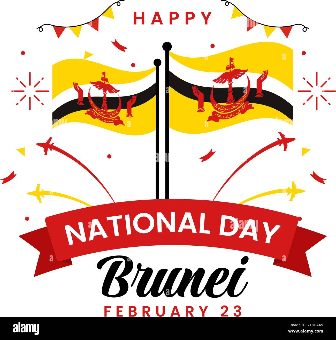 Happy Brunei Darussalam National Day Vector Illustration on 23 February ...