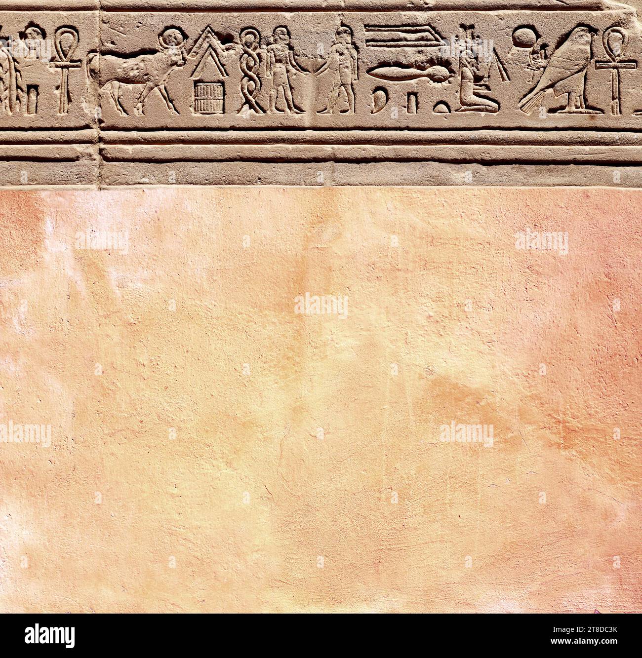 Vertical background with ancient Egyptian hieroglyphs on stone wall ...
