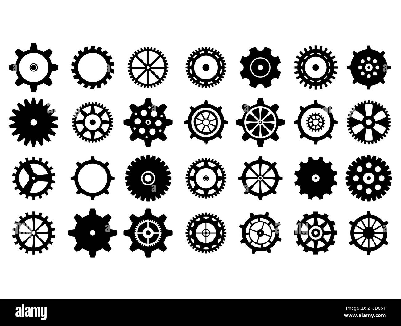 Collection of retro gear icon. Vintage transmission cogwheels and gears ...
