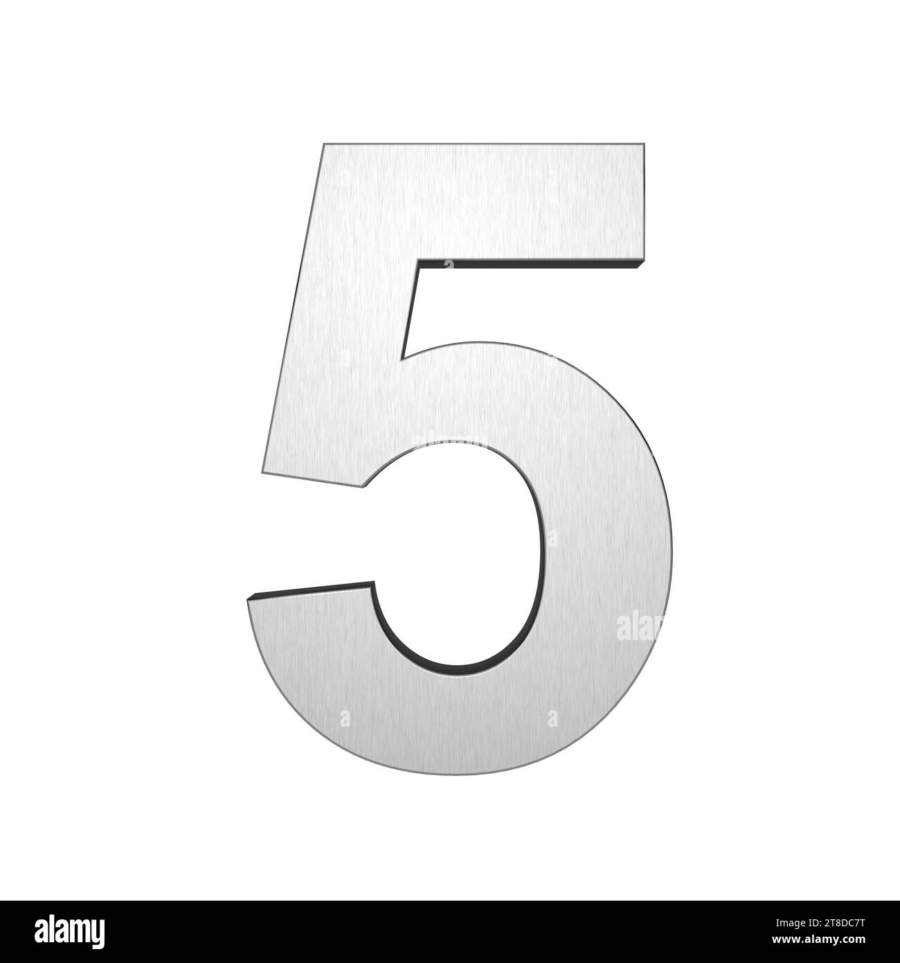 Gray brushed metal number four 4 isolated on white background. 3D ...